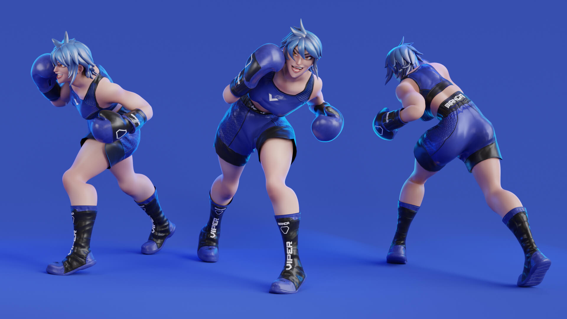 Low Poly Boxer - MMA Fighter - Bianca 3D Model by Hisqiefurqoni
