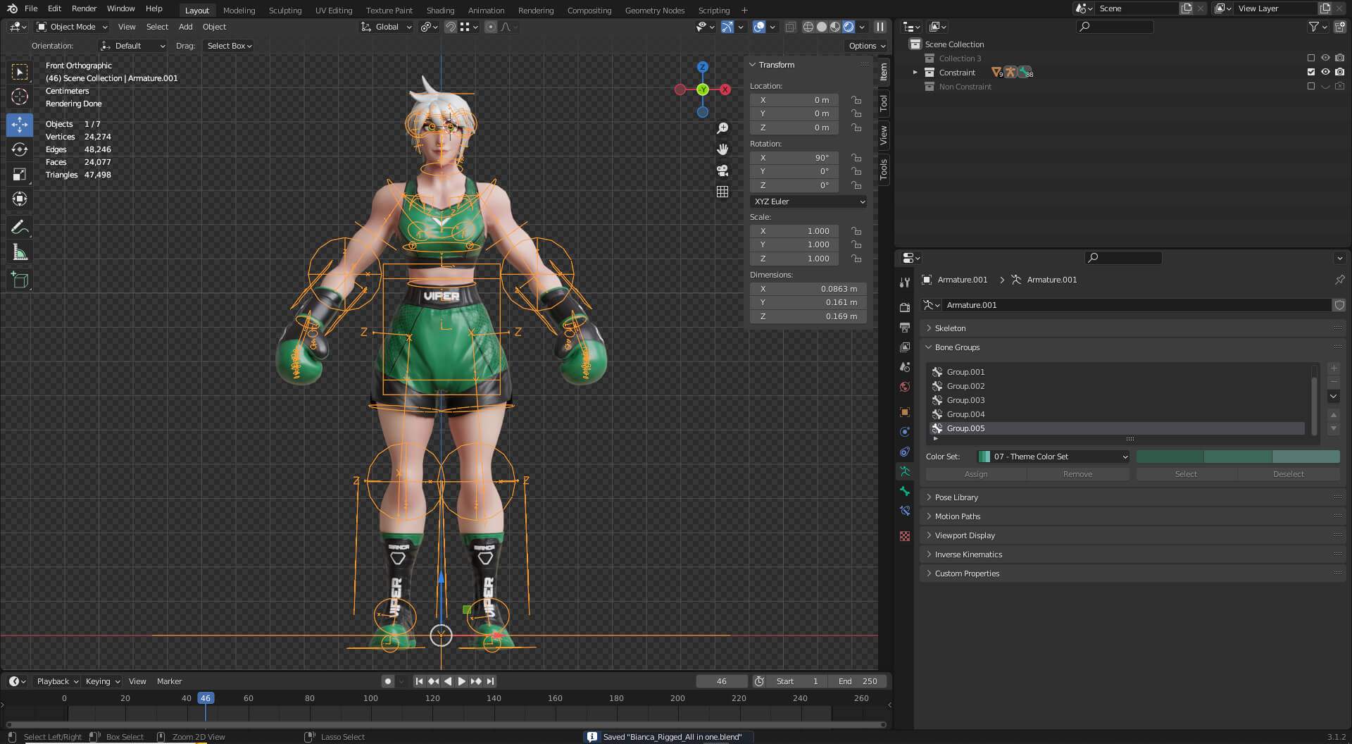 Low Poly Boxer - MMA Fighter - Bianca 3D Model by Hisqiefurqoni