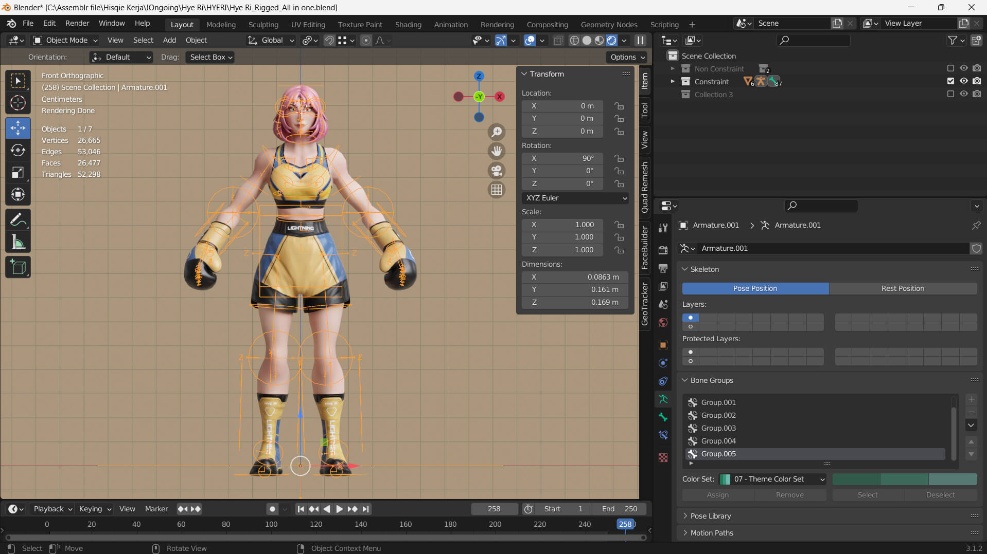 Low Poly Boxer - MMA Fighter - Hye Ri 3D Model by Hisqiefurqoni