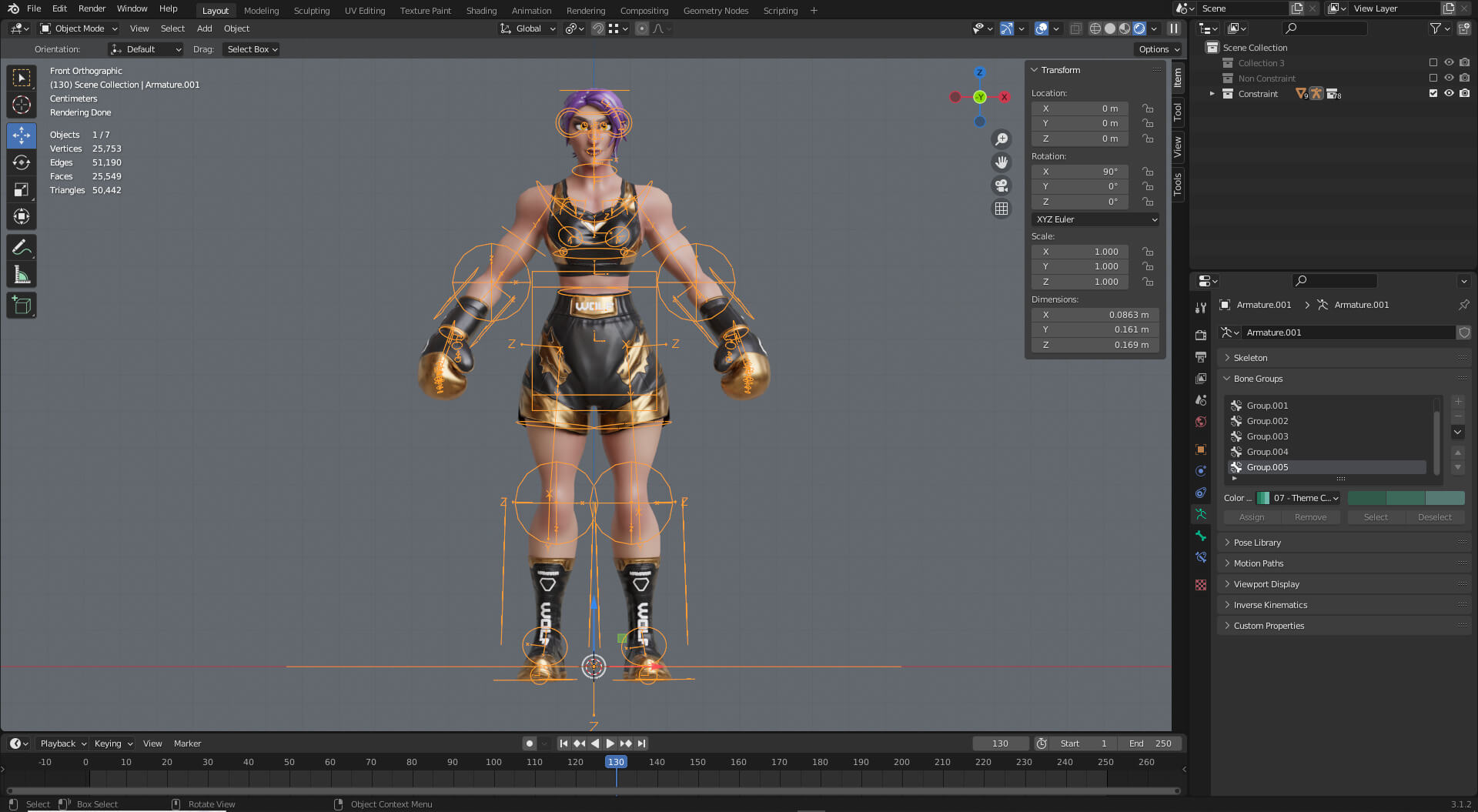 Low Poly Boxer - MMA Fighter - Kamaria 3D Model by Hisqiefurqoni