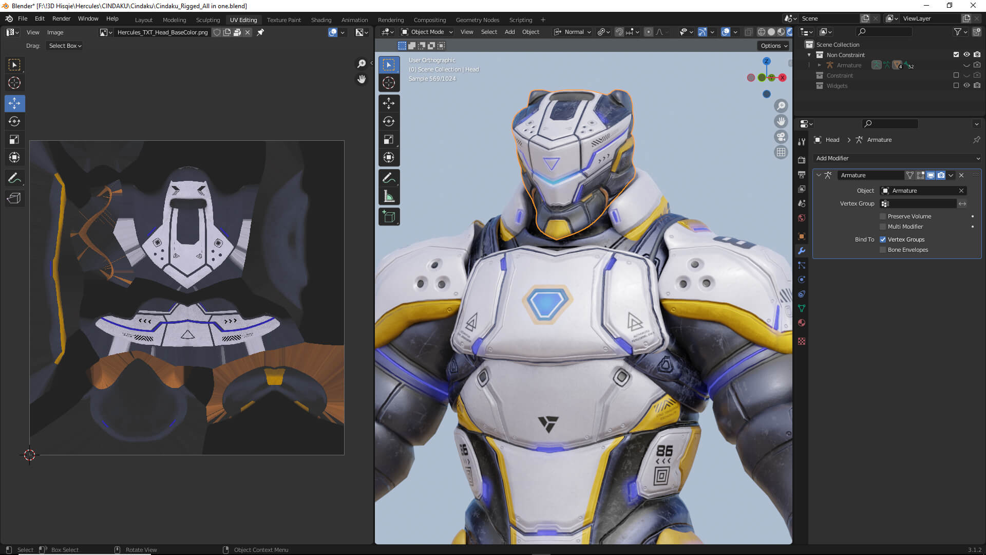 Low Poly - Cybernetic Soldier Cindaku 3D Model by Hisqiefurqoni