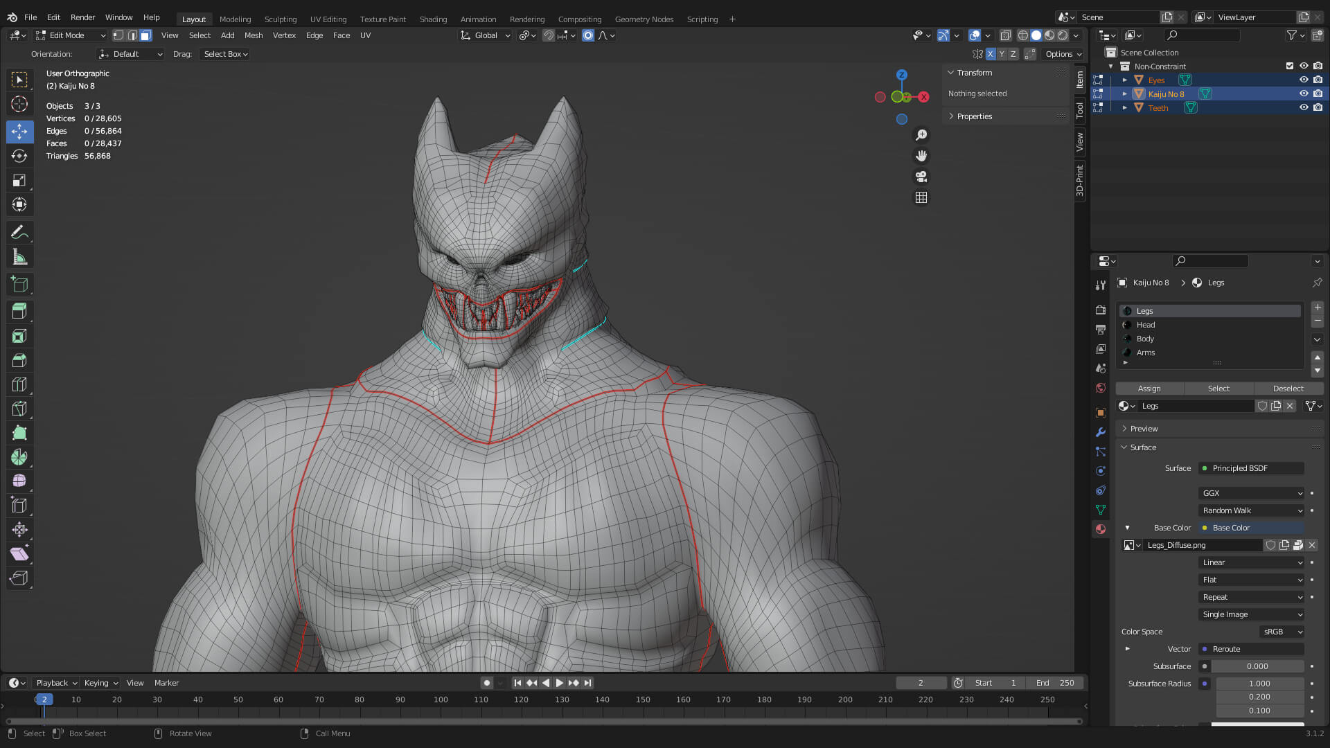 High and Low Poly Pack - Kaiju No 8 - Hibino Kafka by Hisqiefurqoni