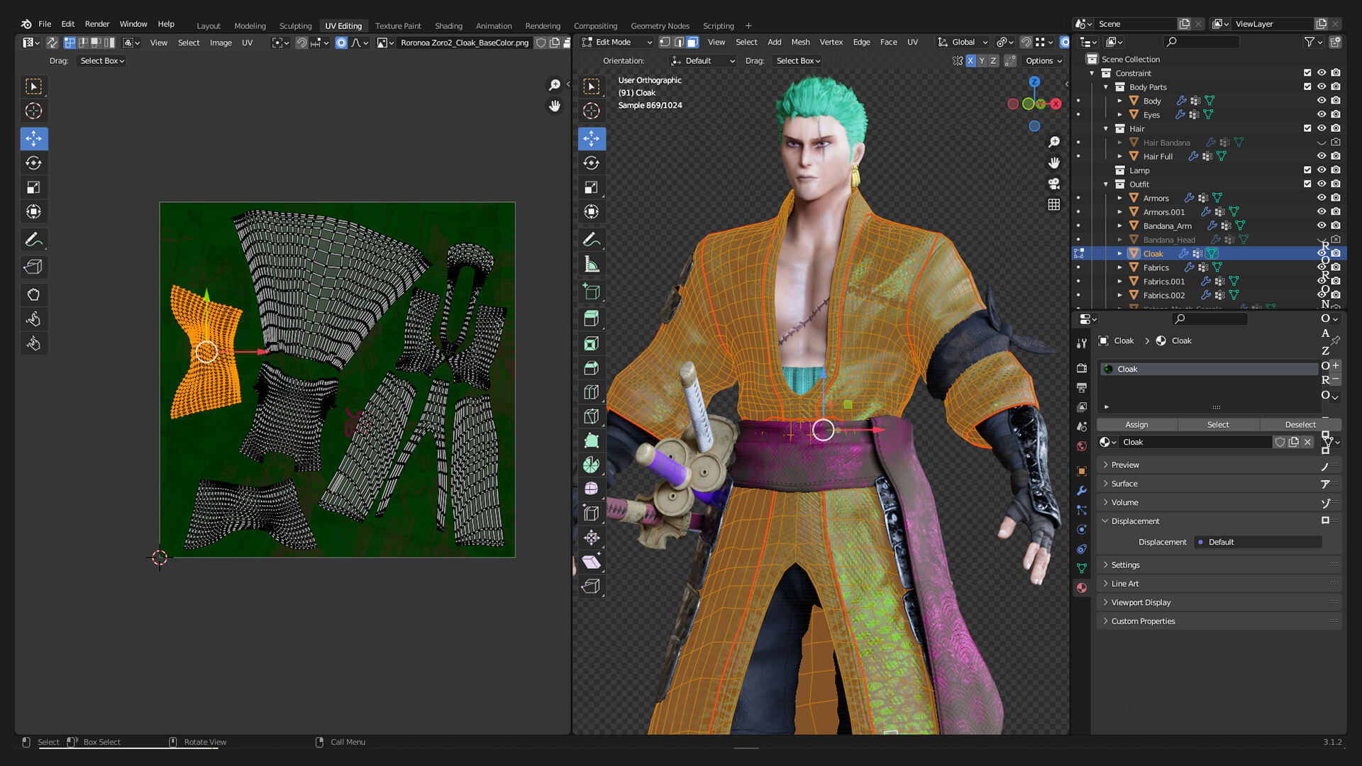 Roronoa Zoro - One Piece 3D Model by Hisqiefurqoni