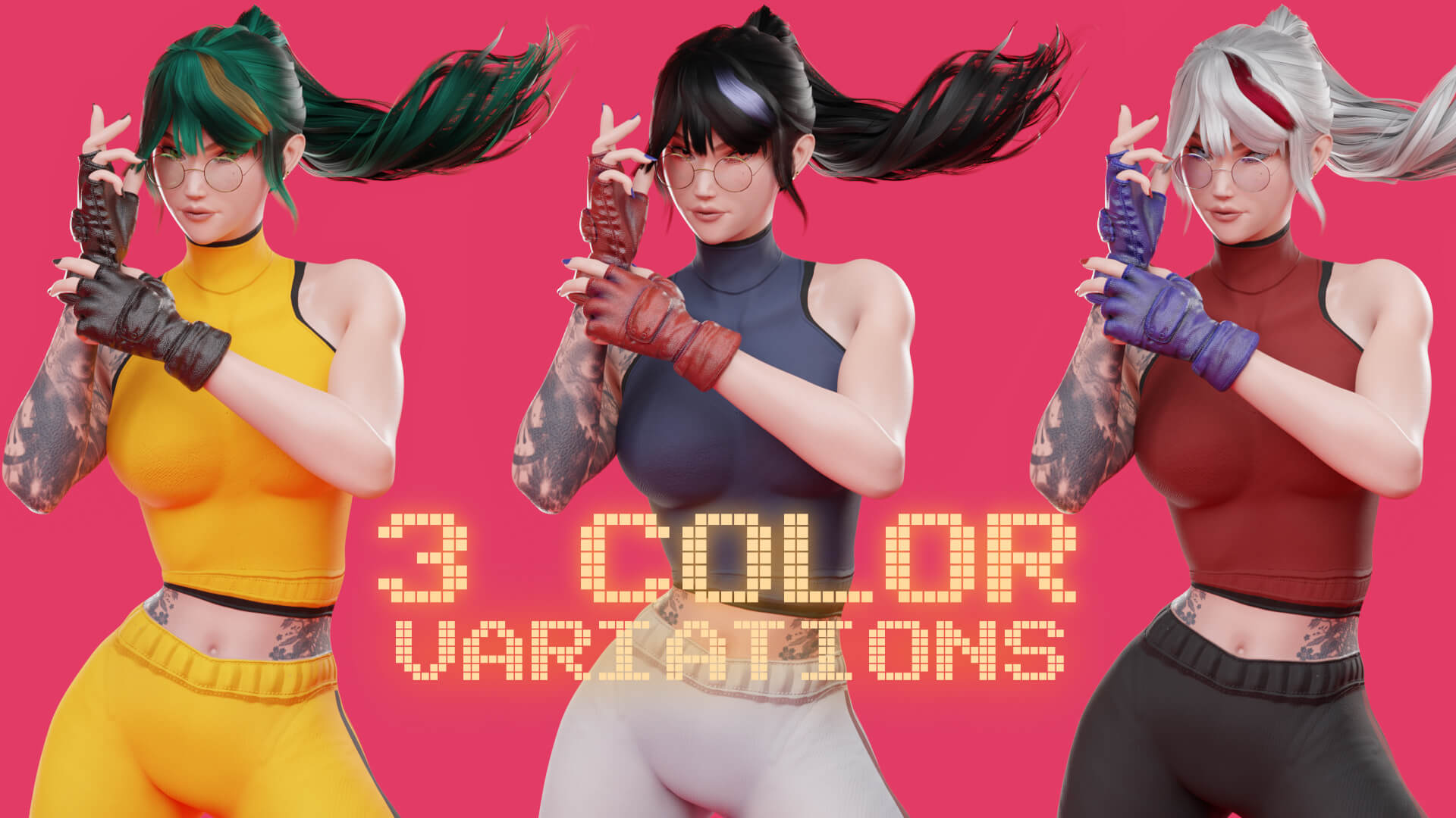 Stylized Female Fighting Character - Rin 3D Model by Hisqiefurqoni