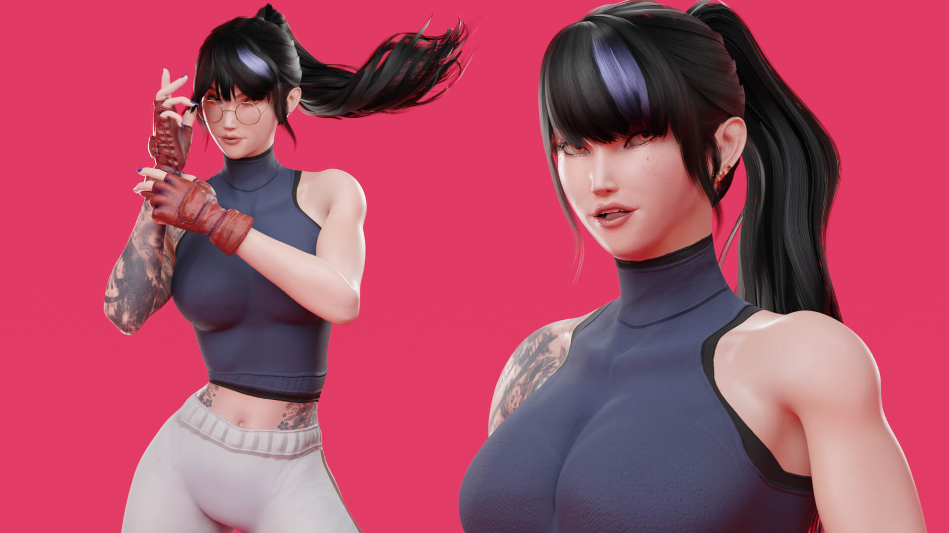 Stylized Female Fighting Character - Rin 3D Model by Hisqiefurqoni