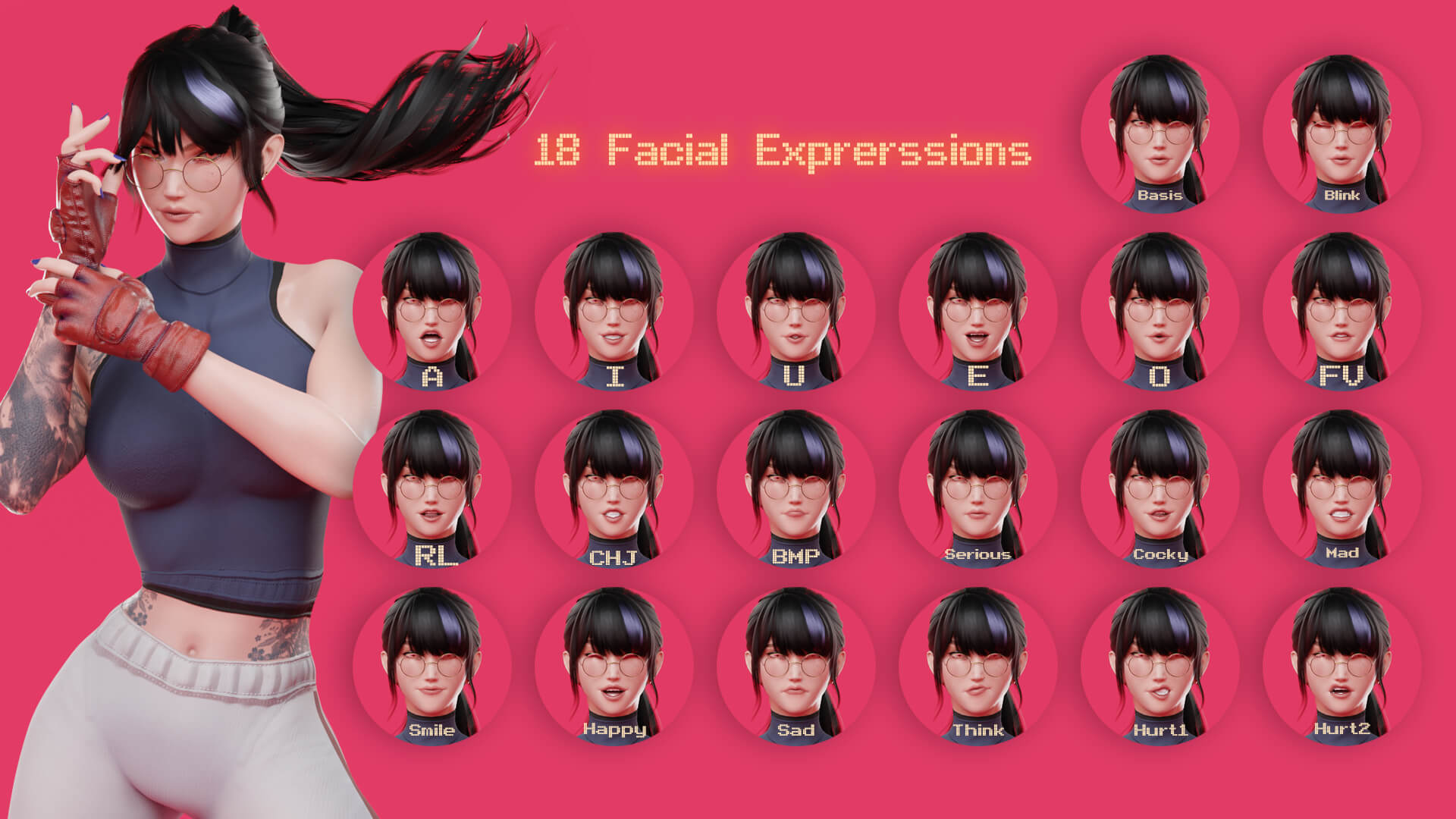 Stylized Female Fighting Character - Rin 3D Model by Hisqiefurqoni