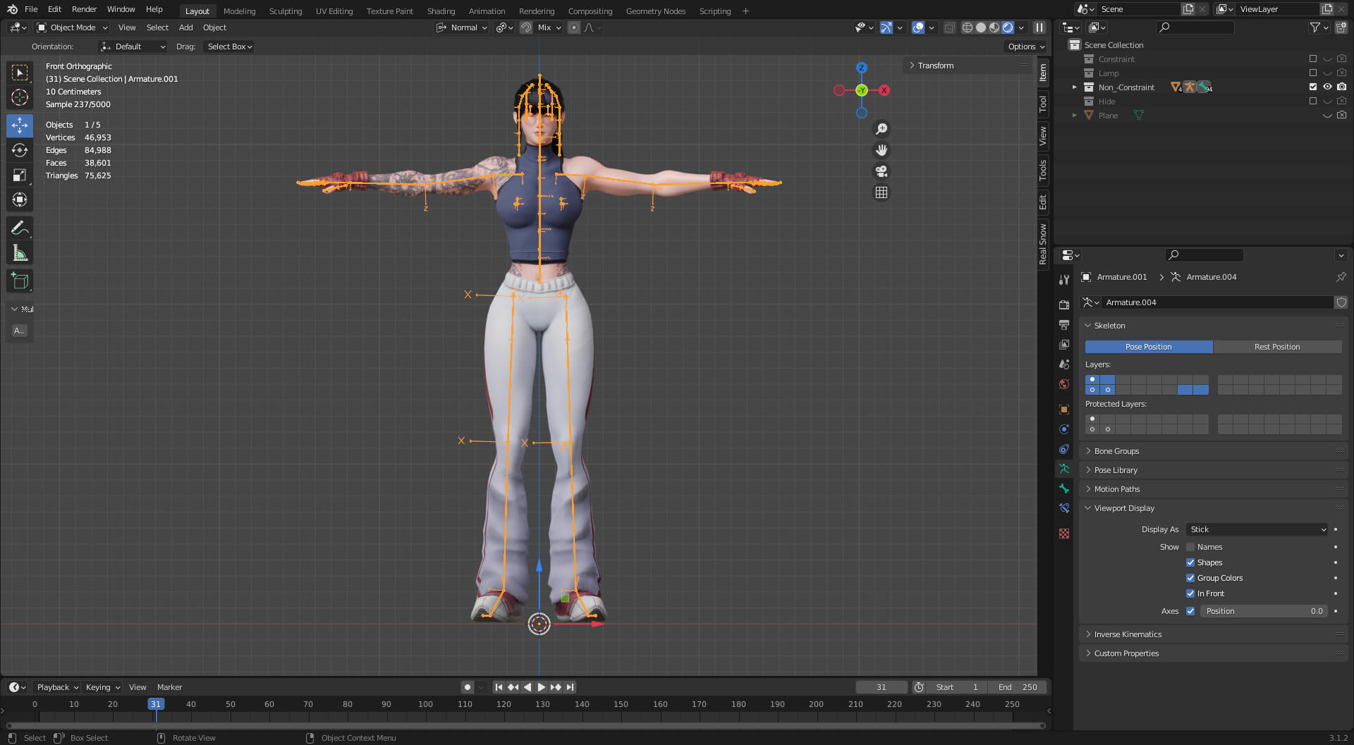 Stylized Female Fighting Character - Rin 3D Model by Hisqiefurqoni
