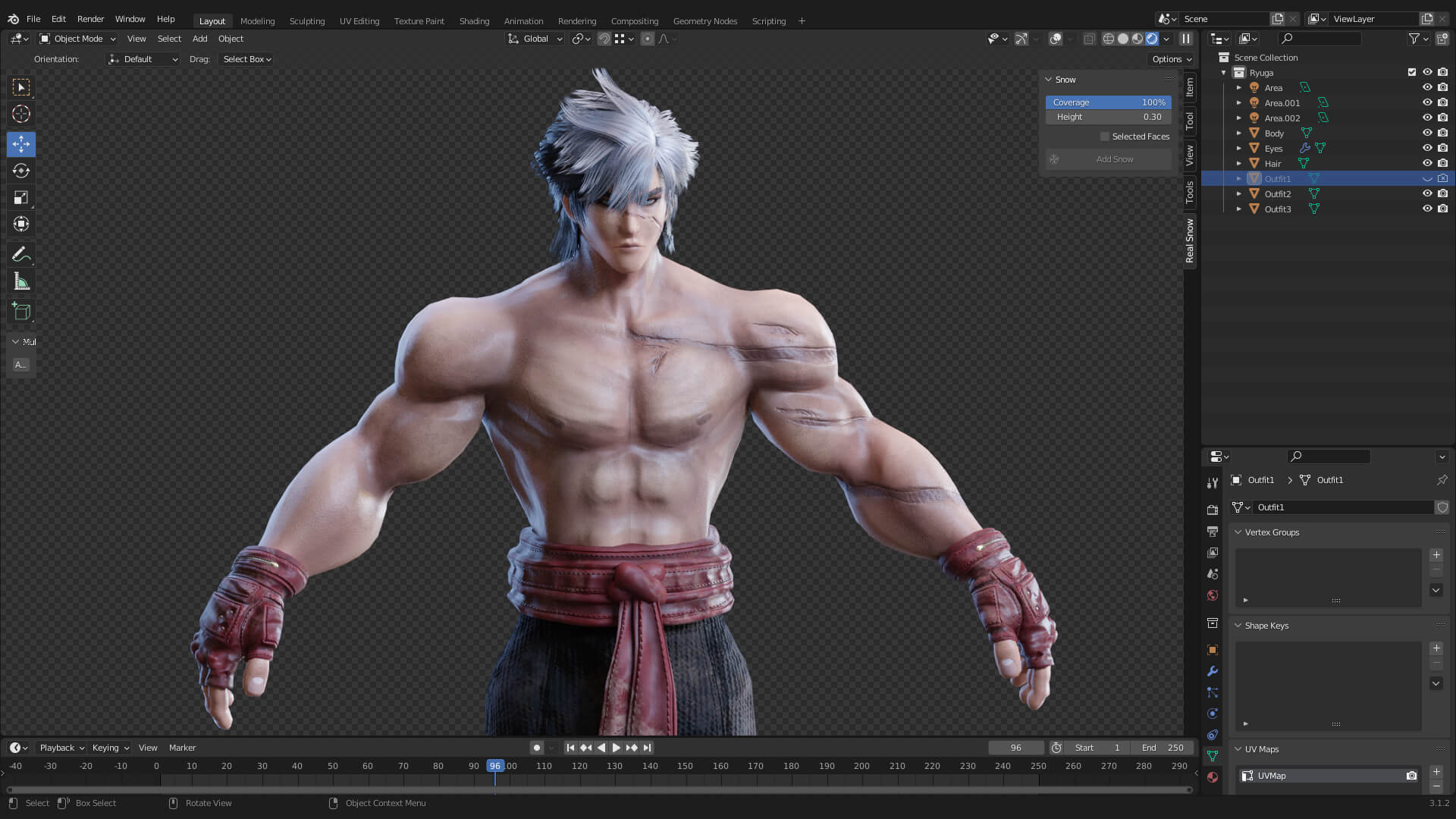 Stylized Male Fighting Character - Raiga 3D Model by Hisqiefurqoni