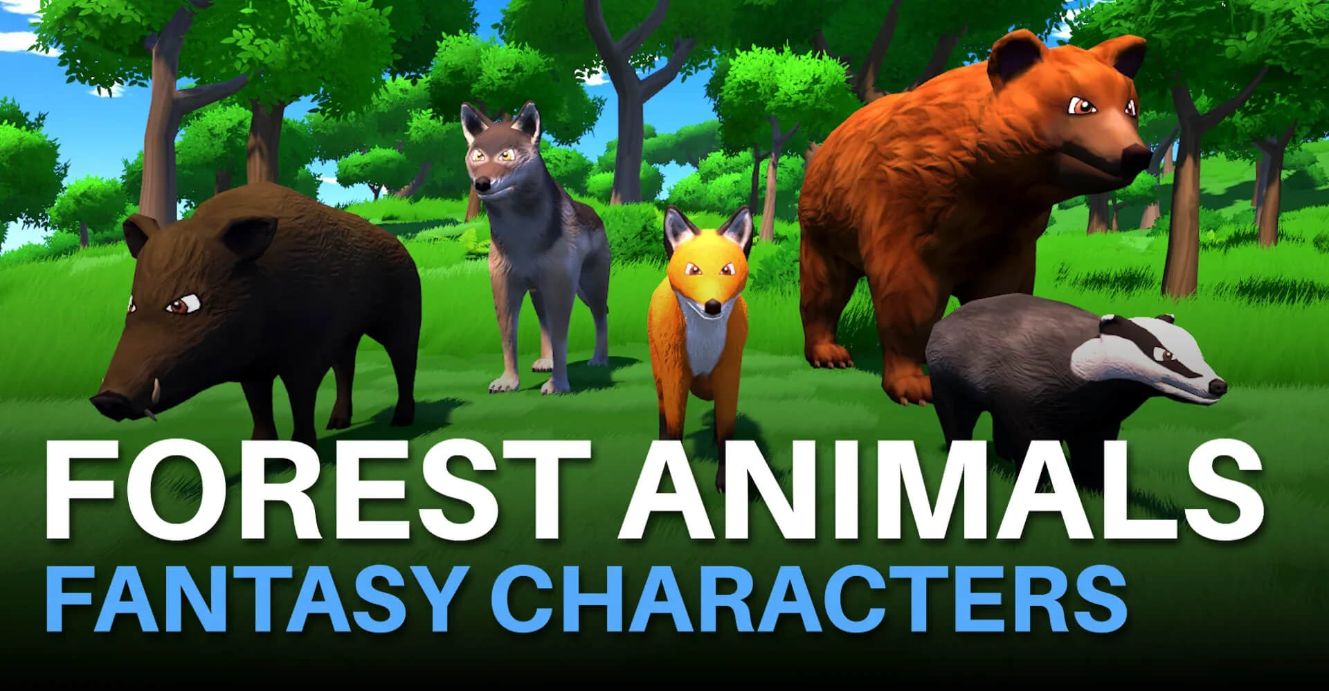 Forest Animals - Stylized Fantasy Characters 3D Model by Holotna
