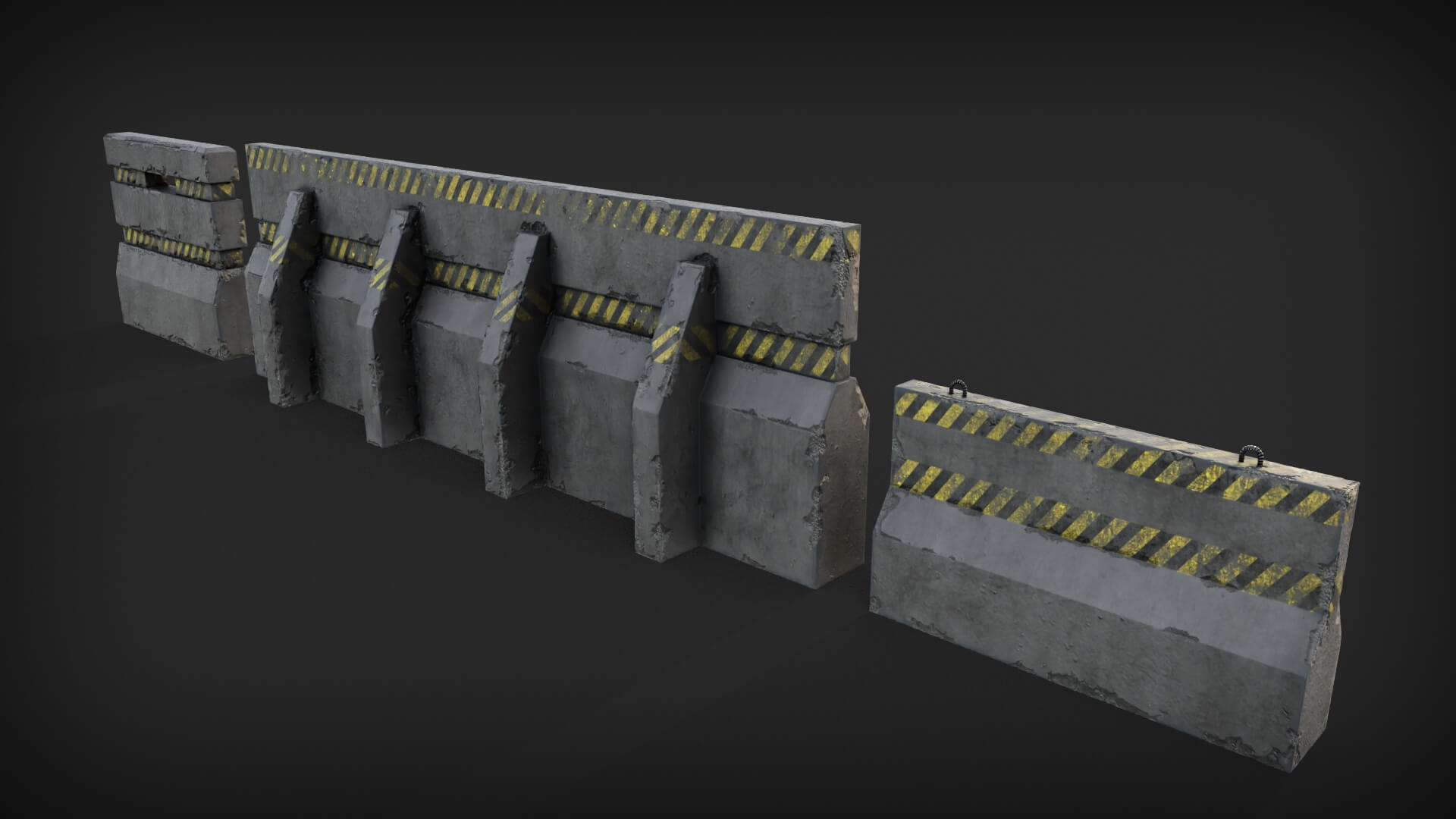 Concrete Barricades Barriers - 3D Model by Holy360