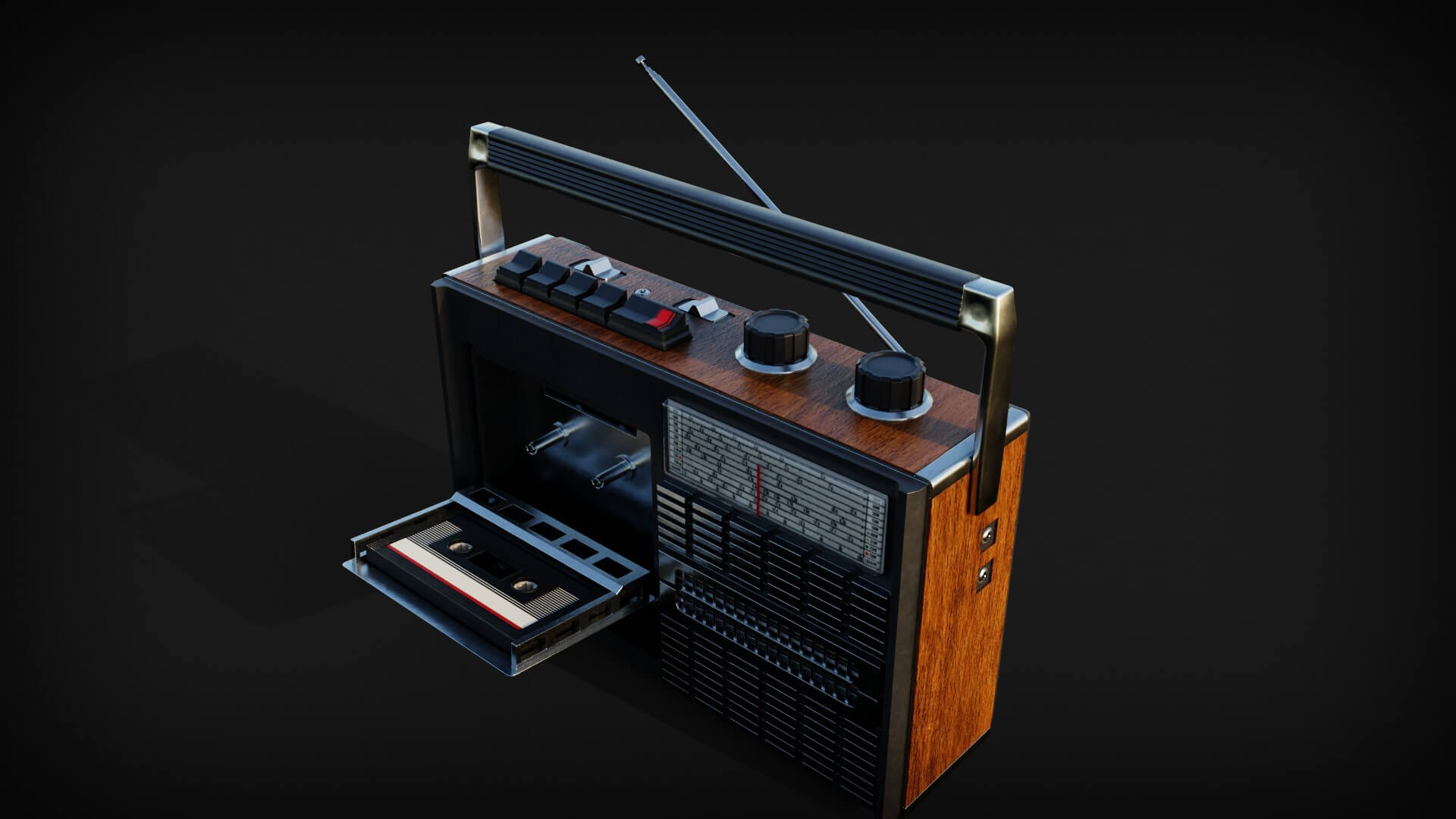 Radio Set wooden - 3D Model by Holy360