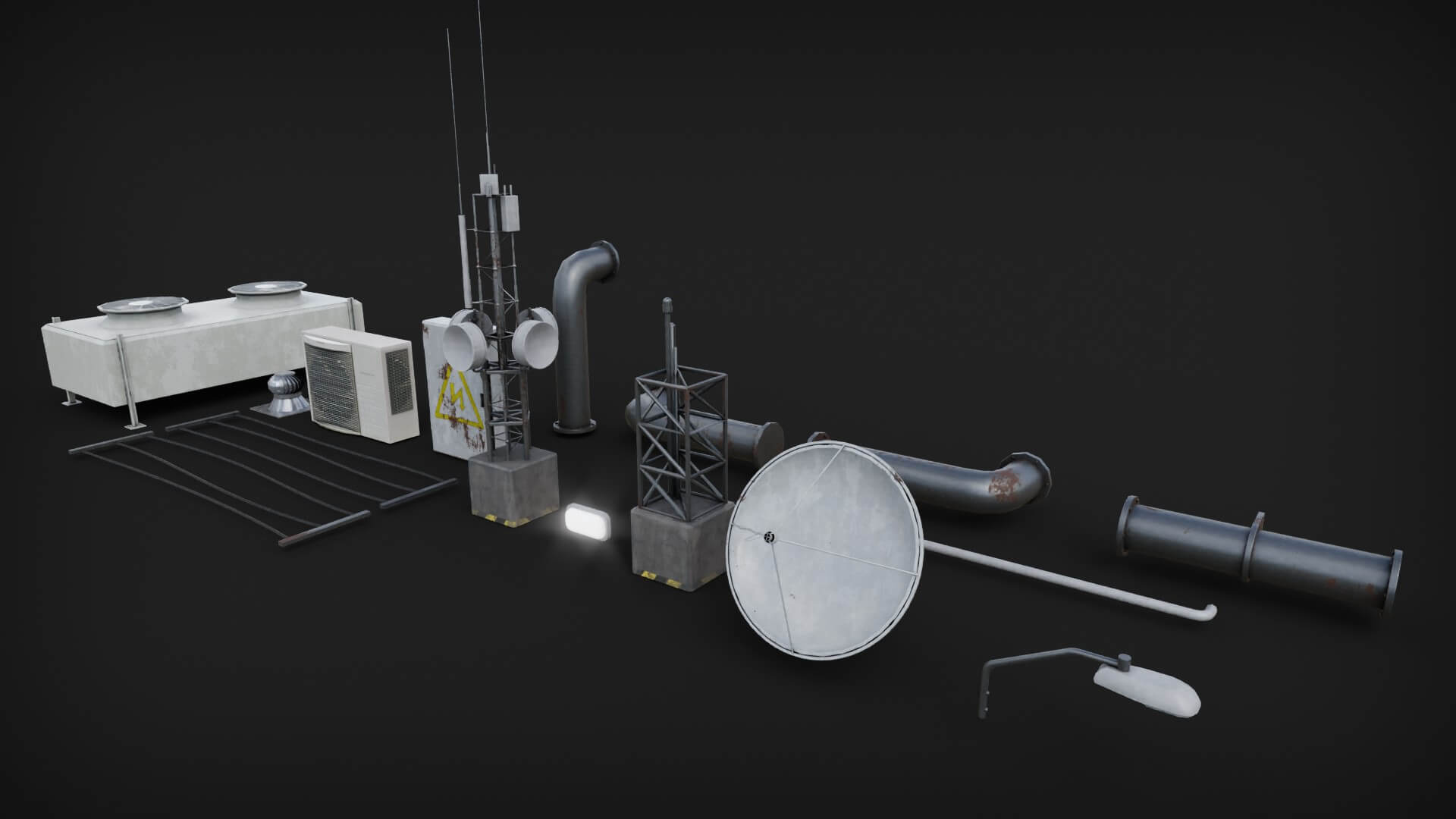 Roof and Wall Props for Buildings - 3D Model by Holy360