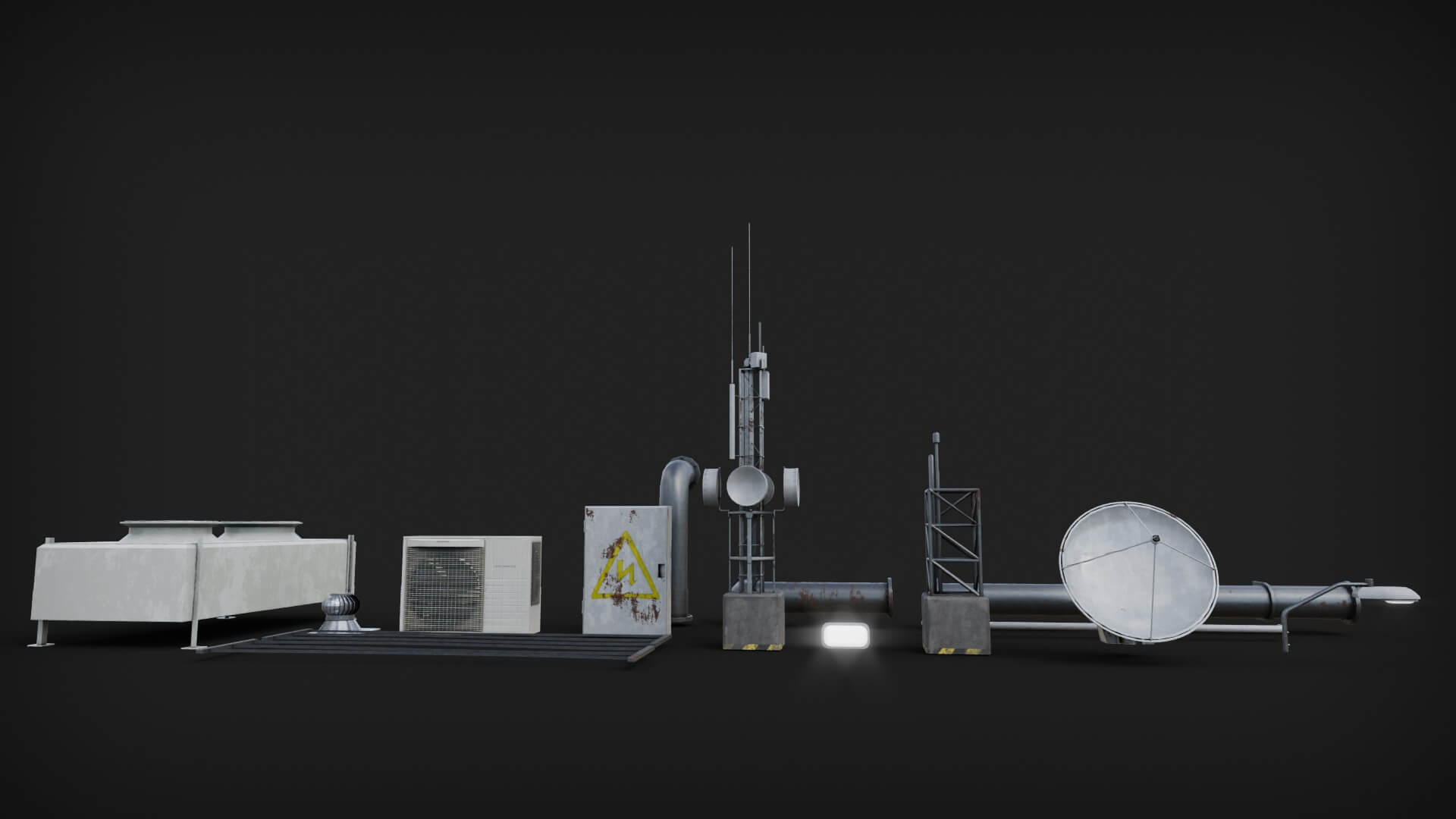 Roof and Wall Props for Buildings - 3D Model by Holy360