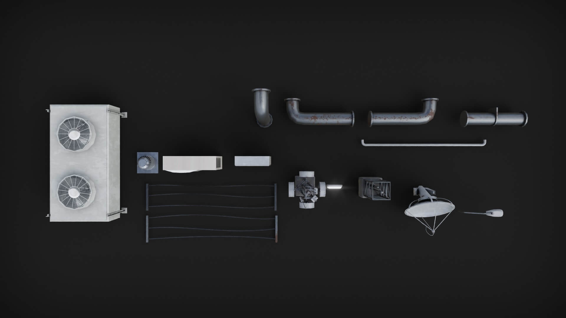 Roof and Wall Props for Buildings - 3D Model by Holy360