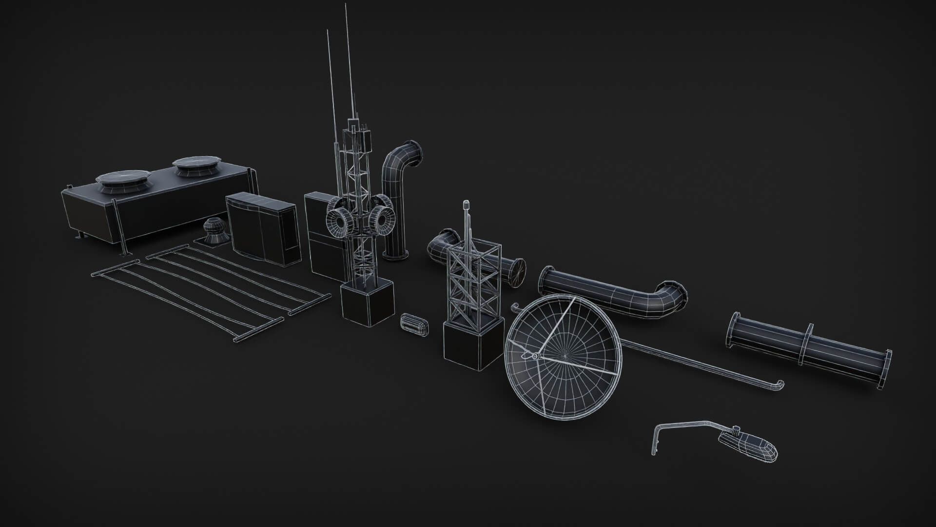 Roof and Wall Props for Buildings - 3D Model by Holy360