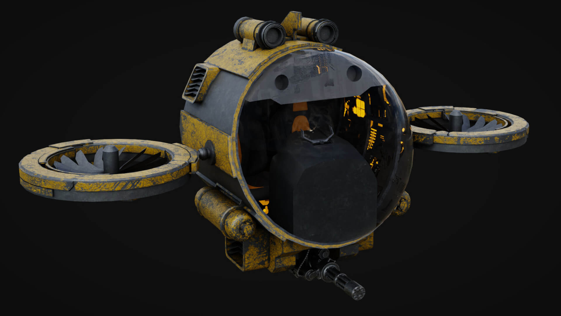 Sci-Fi Helicopter Hovercraft 3D Model by Holy360