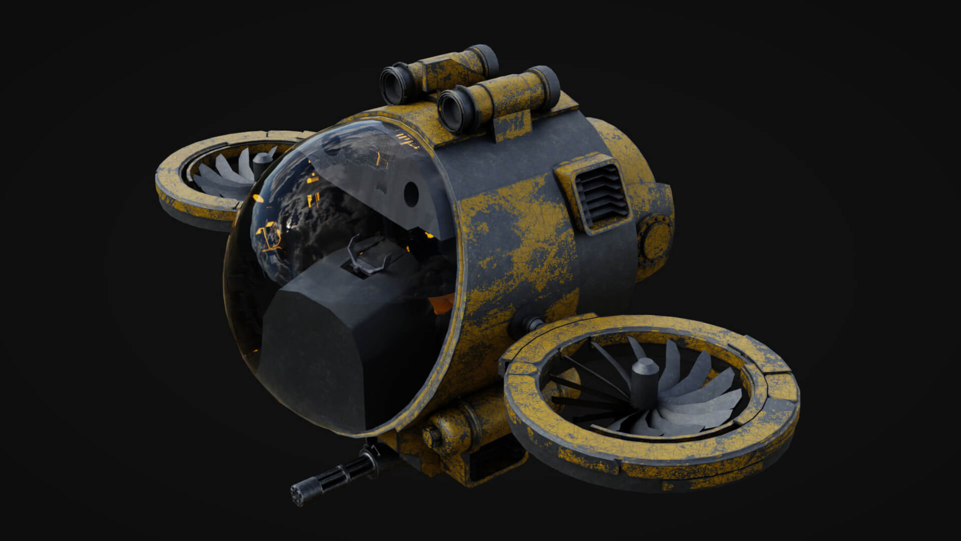 Sci-Fi Helicopter Hovercraft 3D Model by Holy360