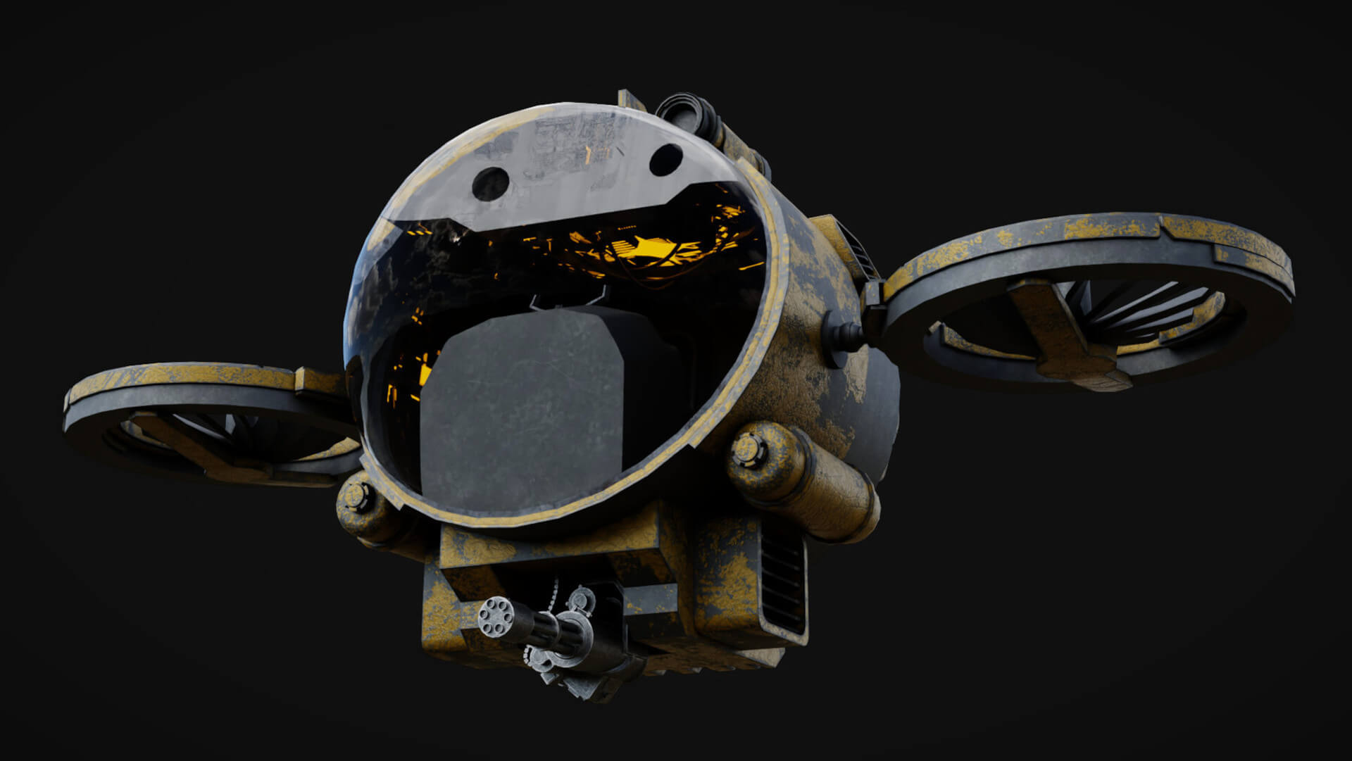 Sci-Fi Helicopter Hovercraft 3D Model by Holy360