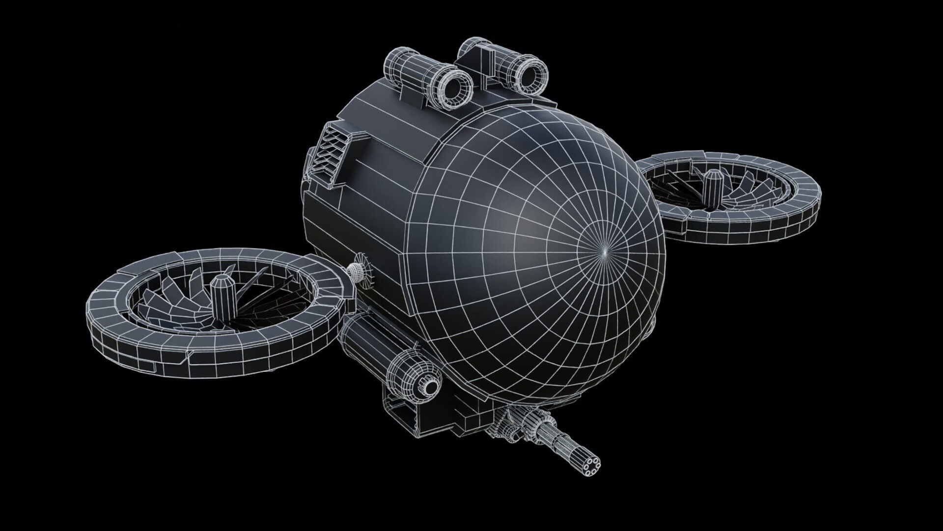 Sci-Fi Helicopter Hovercraft 3D Model by Holy360