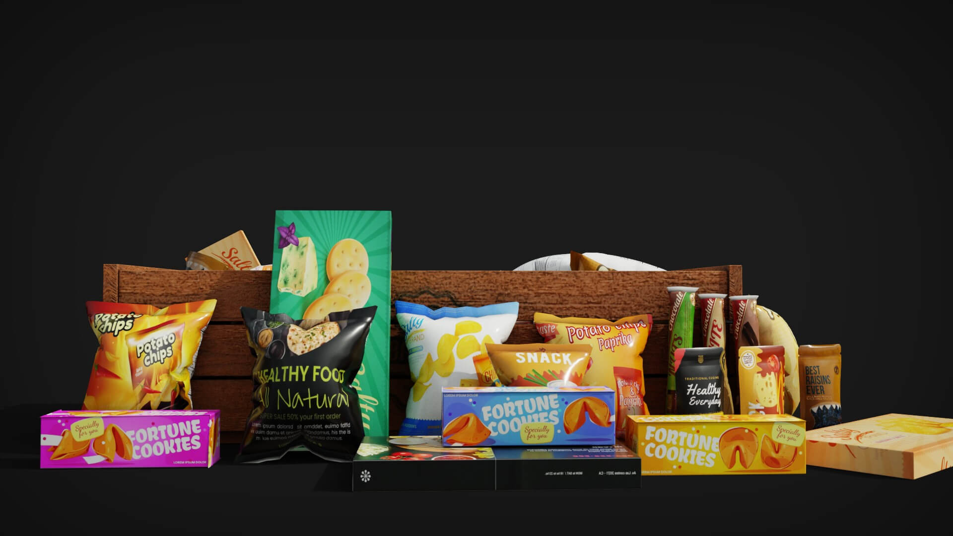 Snacks Packaging - 3D Model by Holy360