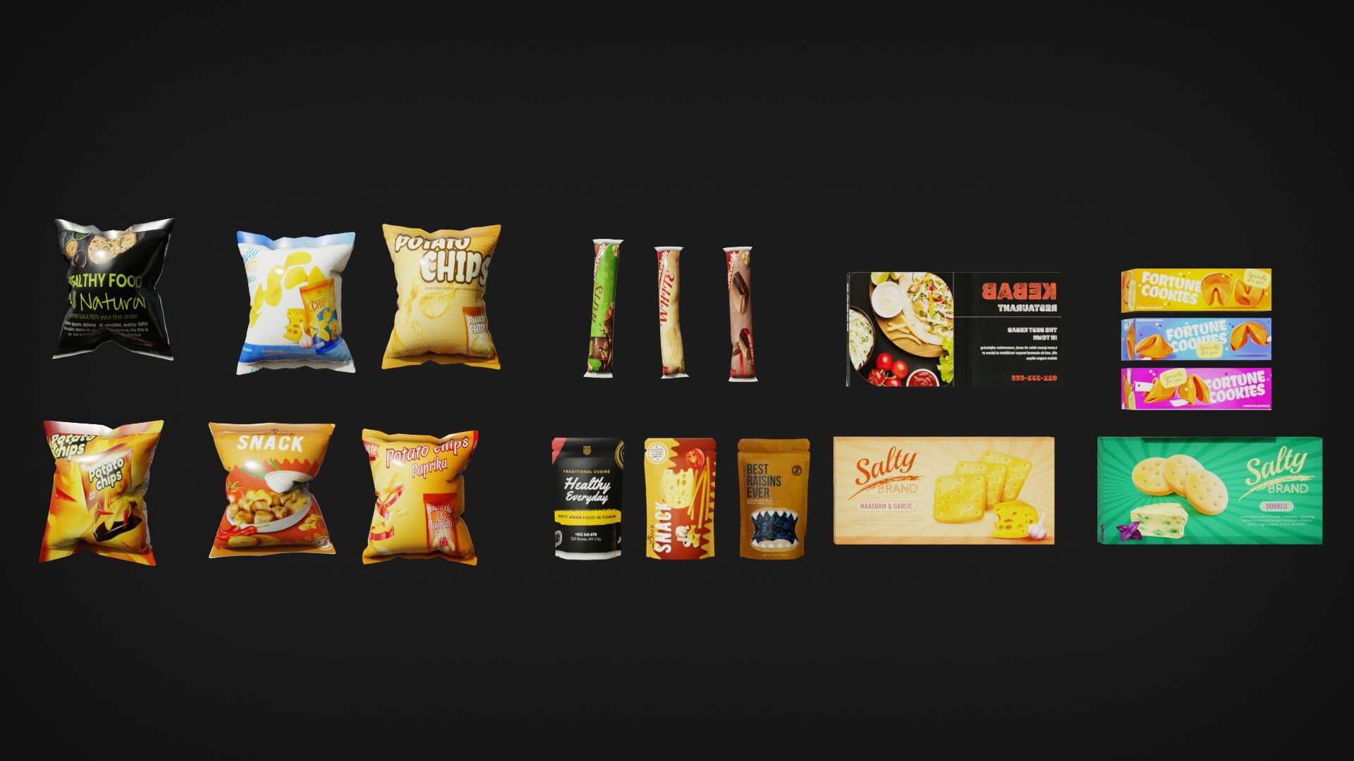 Snacks Packaging - 3D Model by Holy360