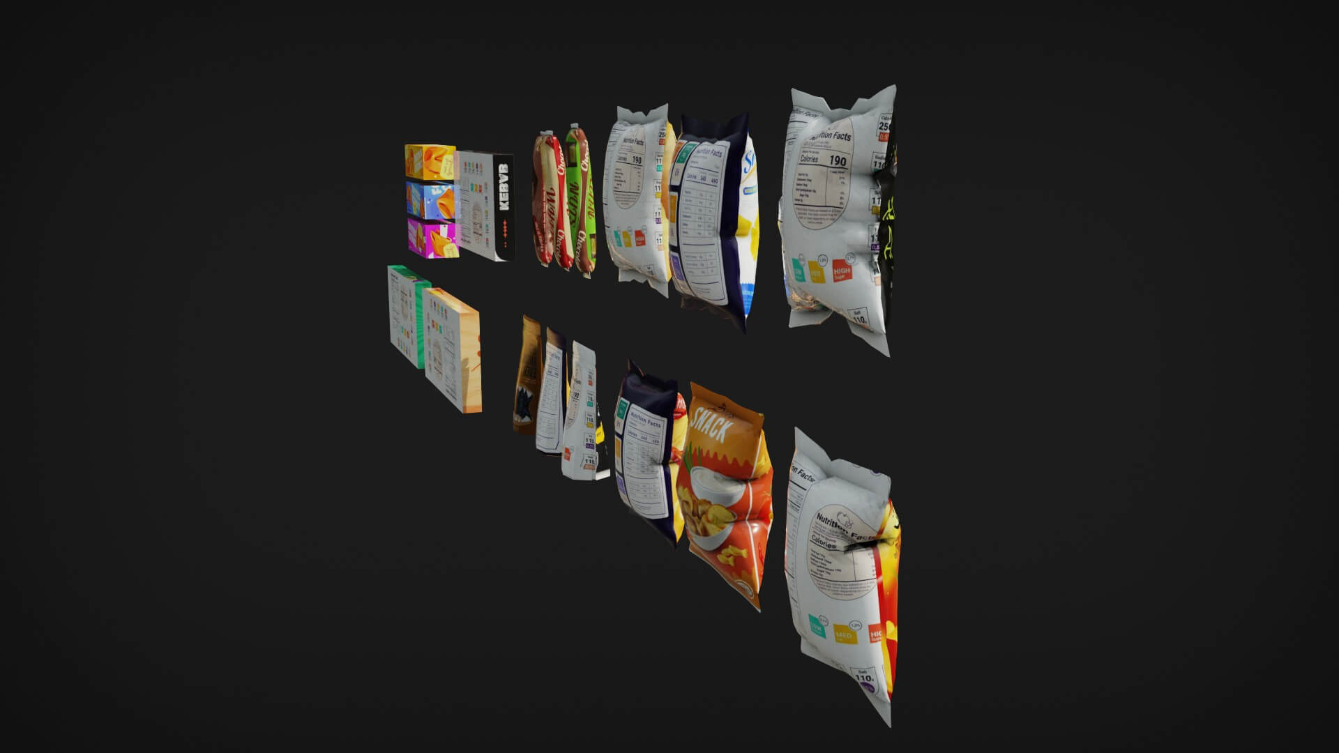 Snacks Packaging - 3D Model by Holy360
