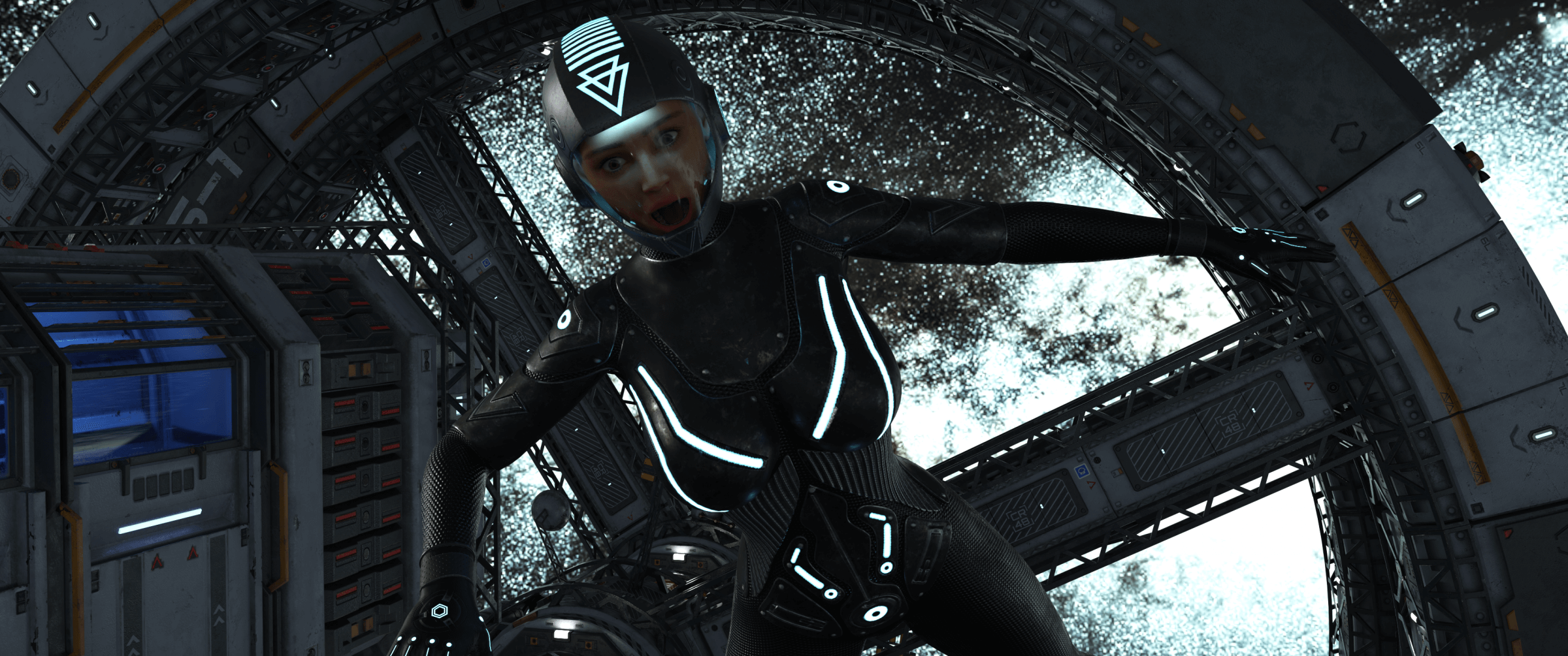 Nandita in Space ( Wide Screen 4K ) 3D Render by Horizon Dolls