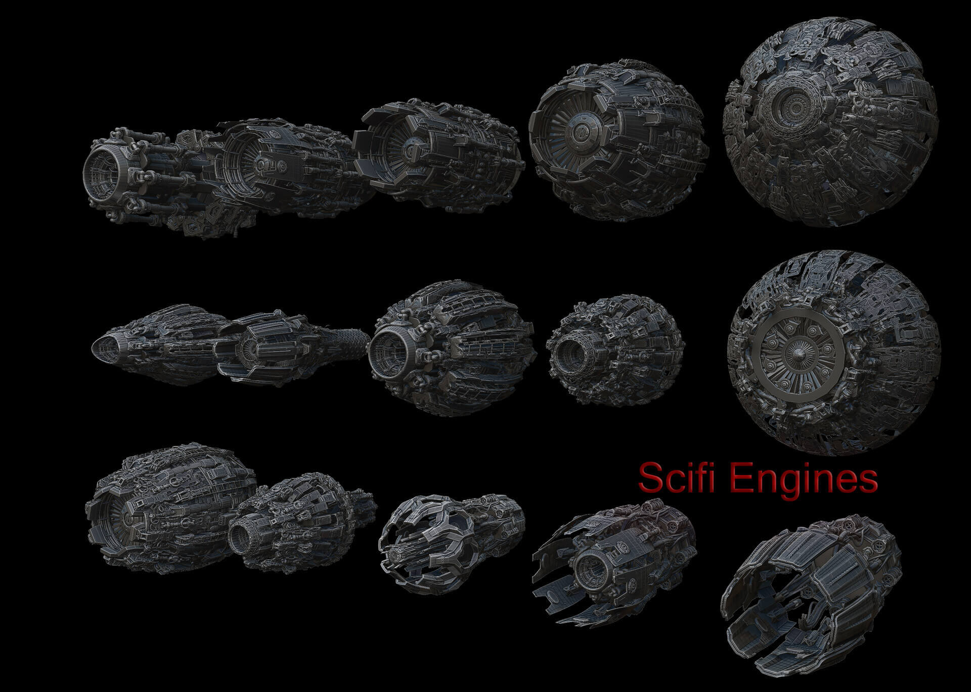 Sci-fi Engines 15 Imm 3D Model by HoTcH-888