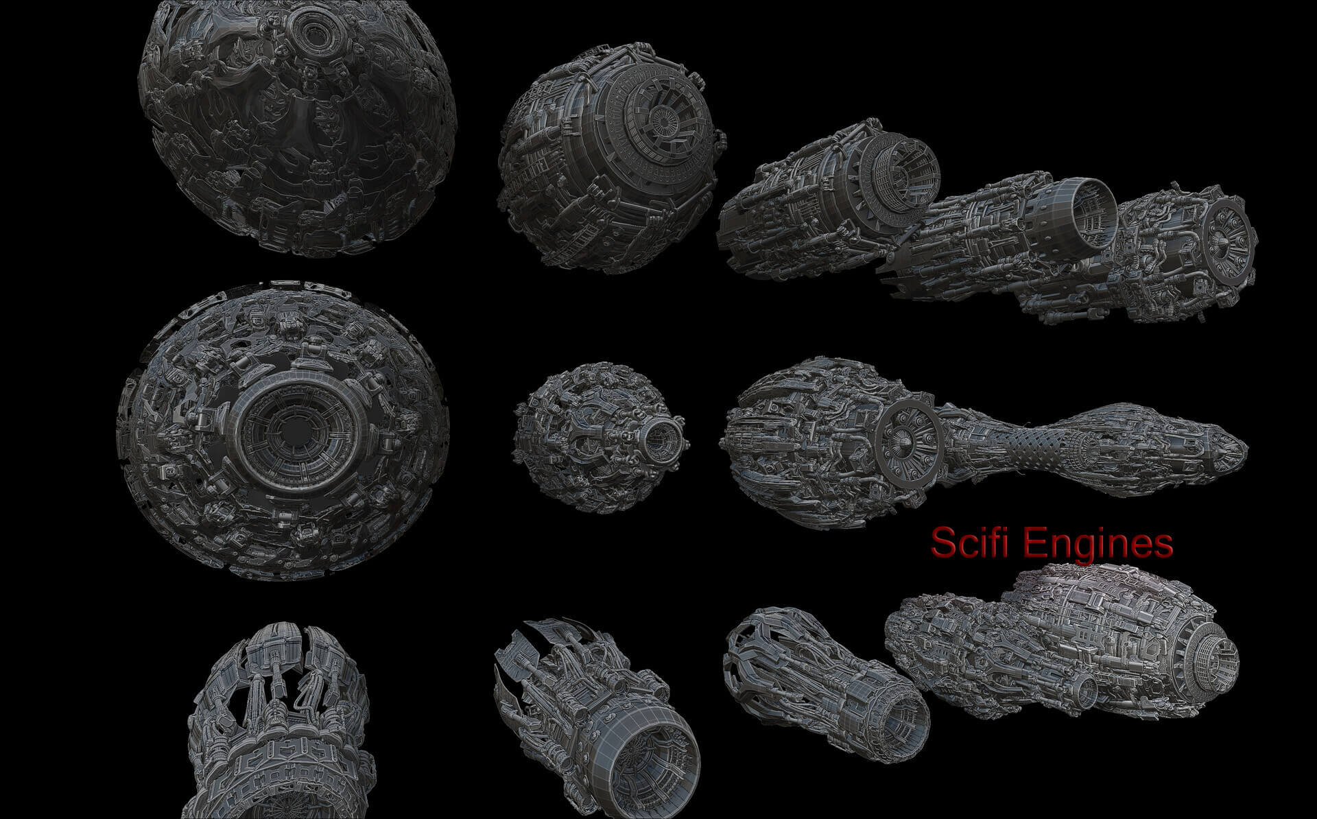 Sci-fi Engines 15 Imm 3D Model by HoTcH-888