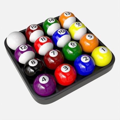 Billiard Pool Ball Set with Tray - 3D Model by HQ3DMOD