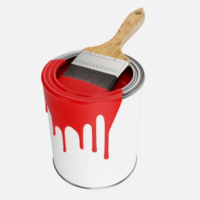Paint Bucket Opened with Brush 02 - 3D Model by HQ3DMOD