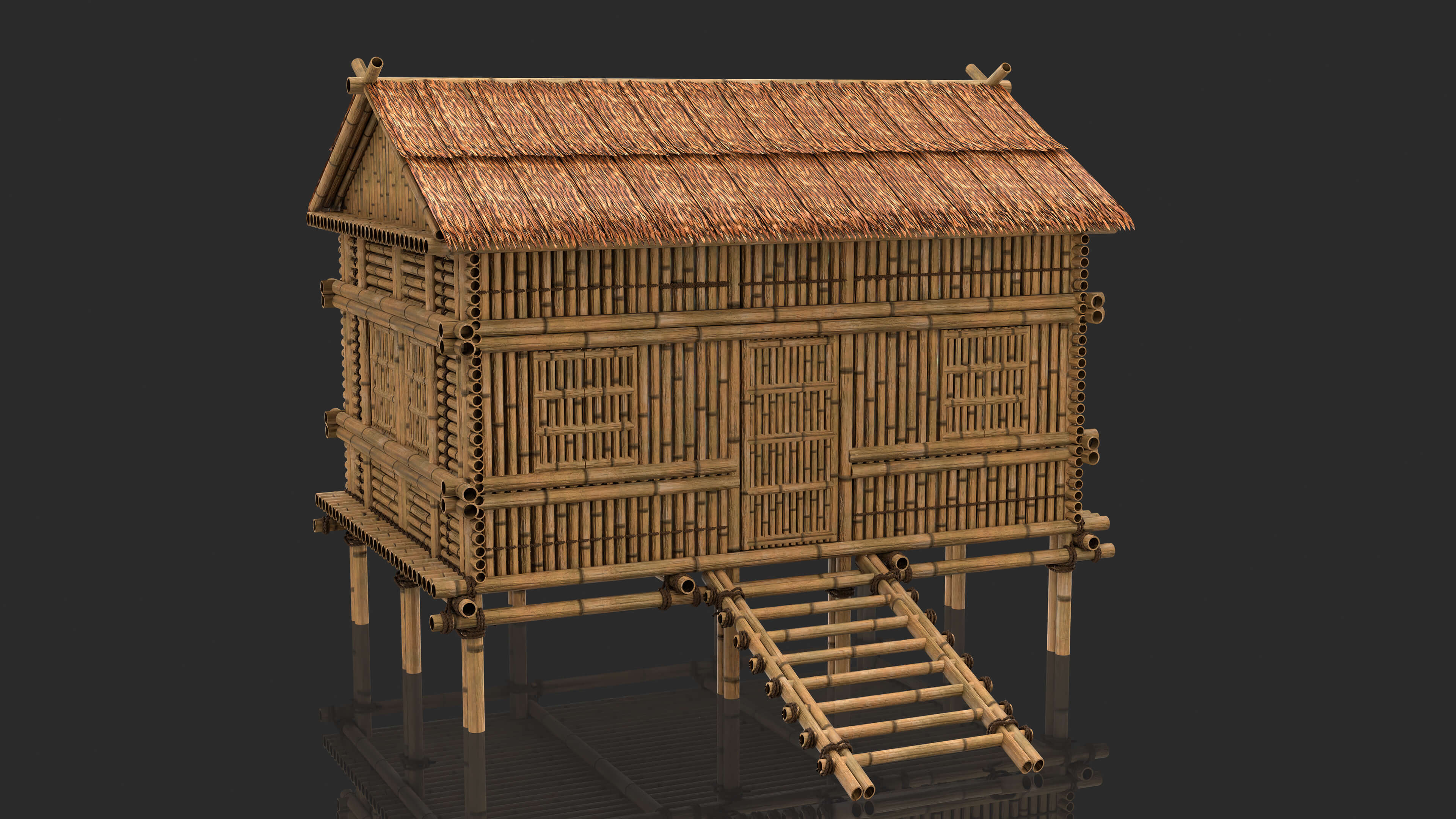 Bamboo Houses Collection - Jungle Hut 6 Model by HT3dStudio