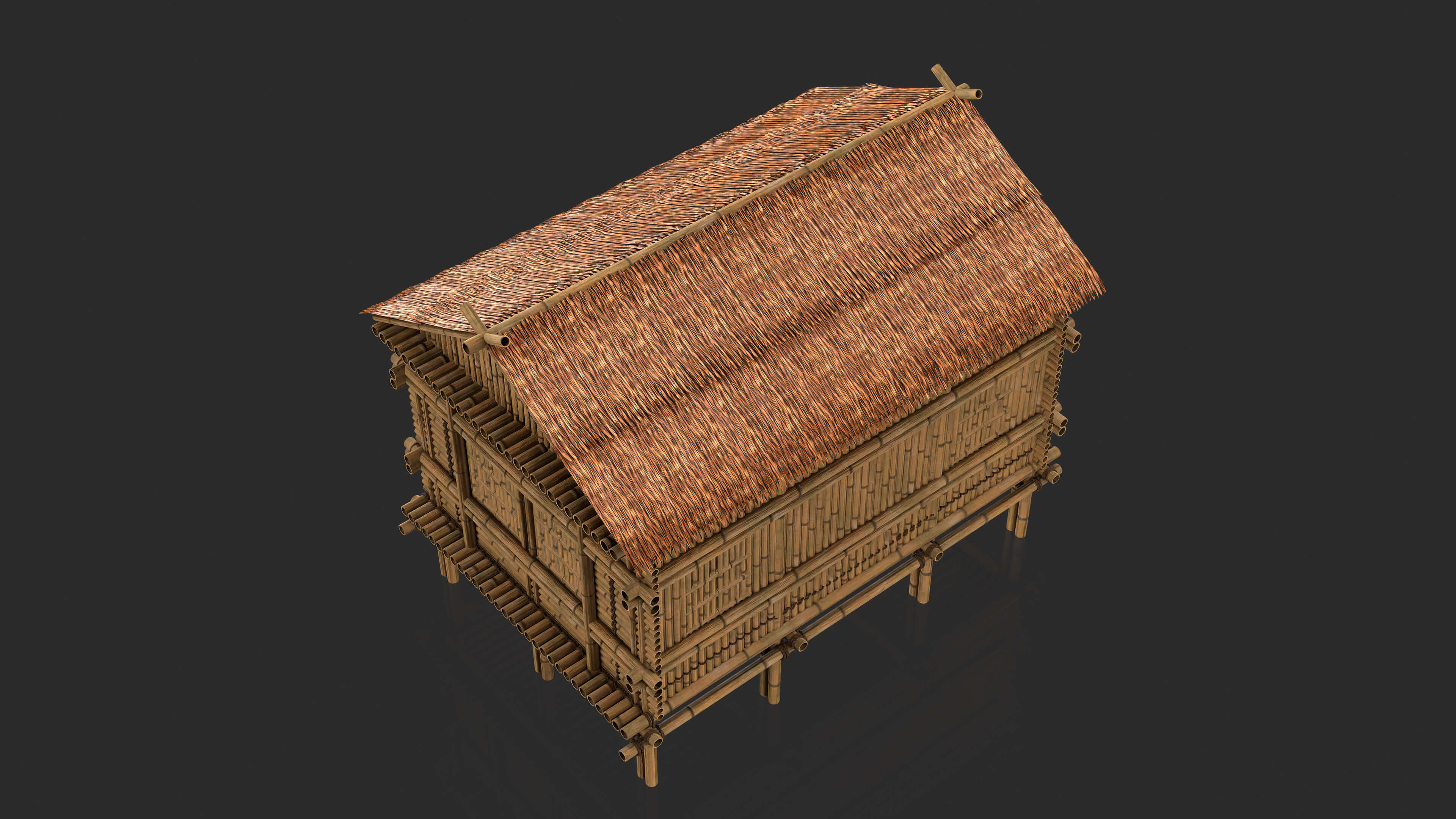 Bamboo House 1 - Jungle Hut 3D Model by HT3dStudio