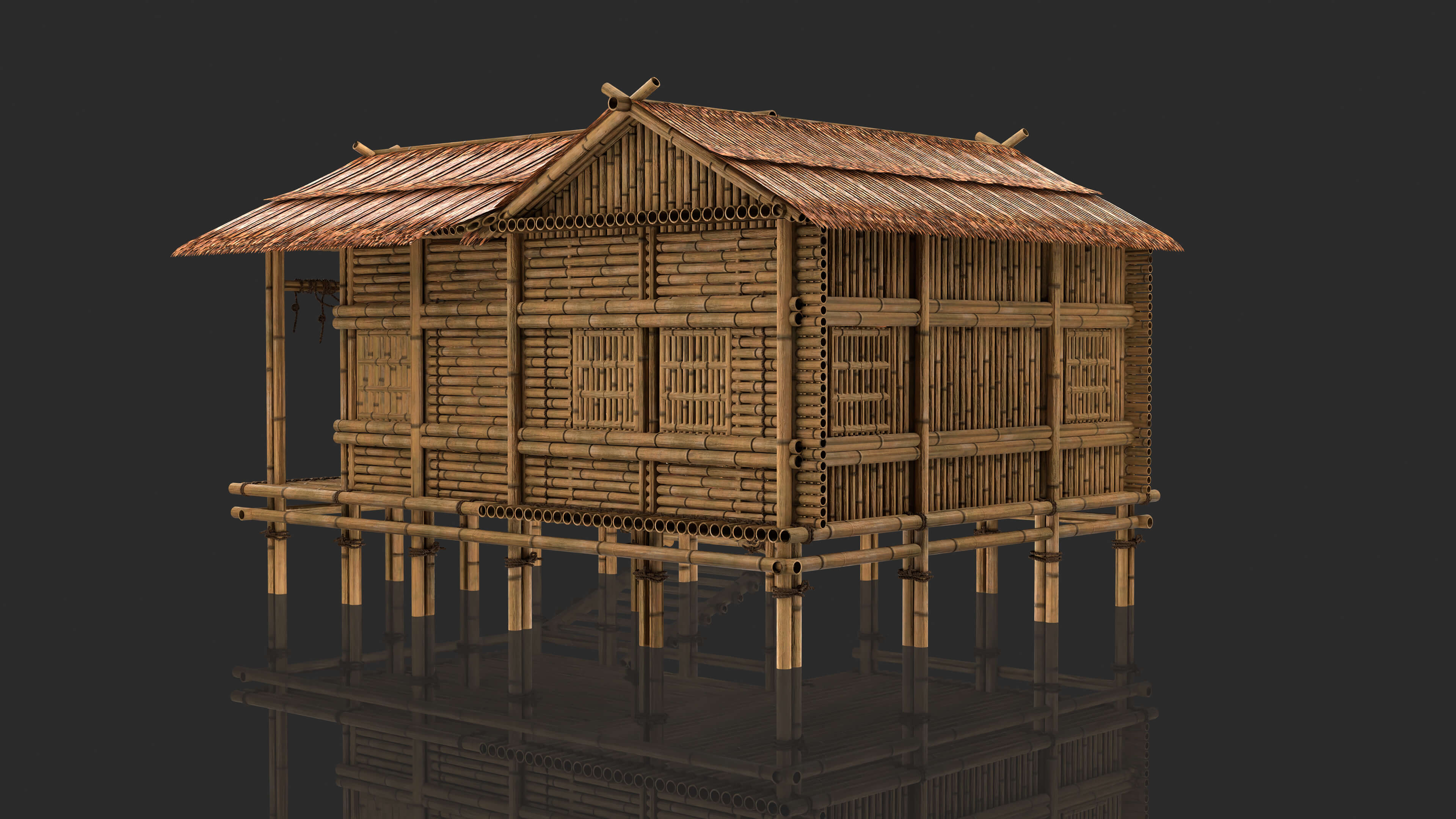 Bamboo House 2 - Jungle Hut 3D Model by HT3dStudio