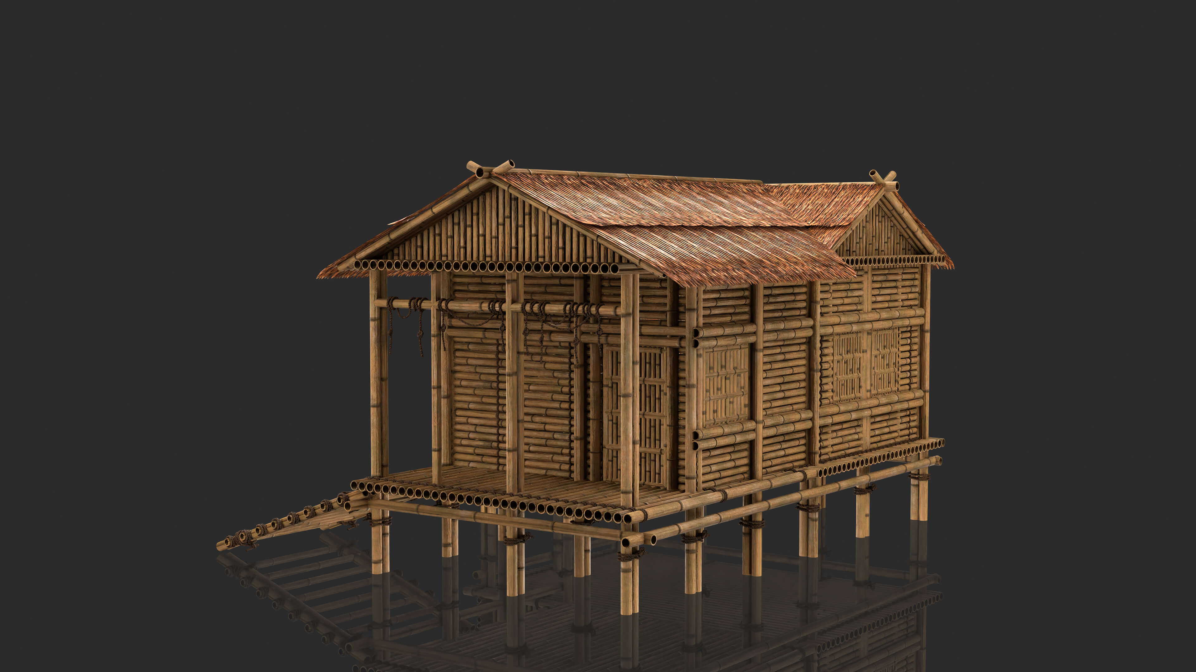 Bamboo House 2 - Jungle Hut 3D Model by HT3dStudio