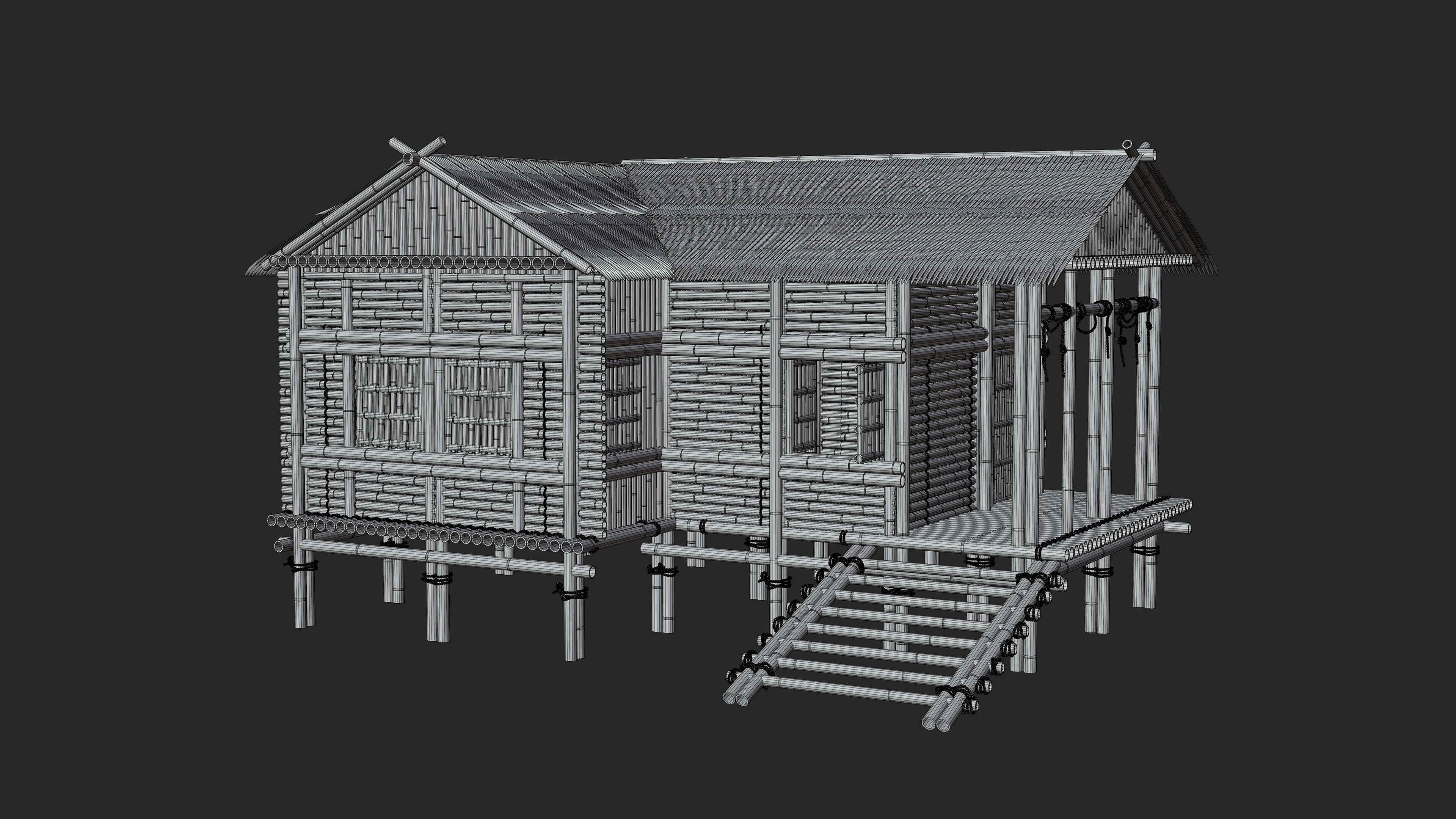 Bamboo House 2 - Jungle Hut 3D Model by HT3dStudio