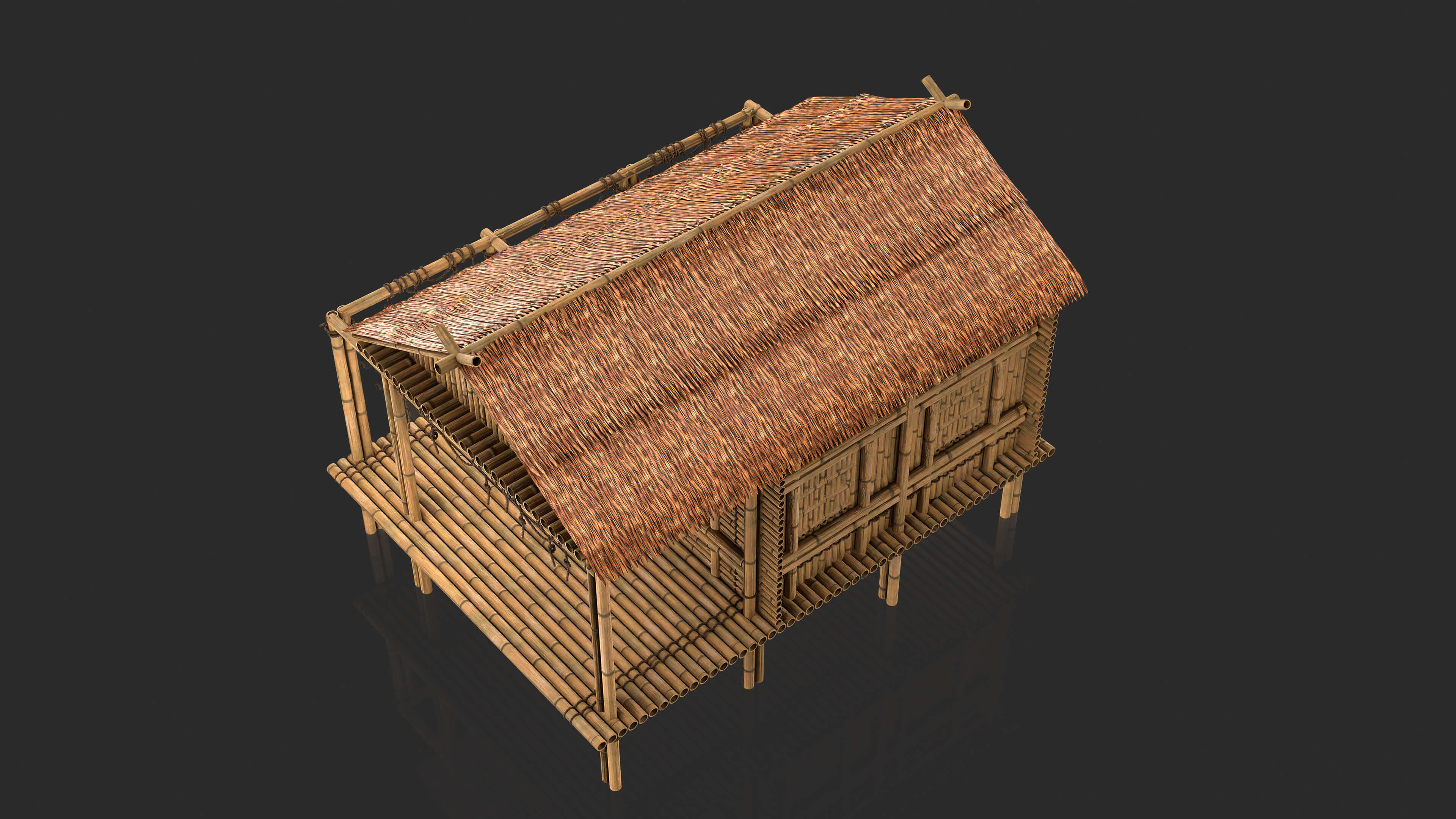 Bamboo House 3 - Jungle Hut 3D Model by HT3dStudio