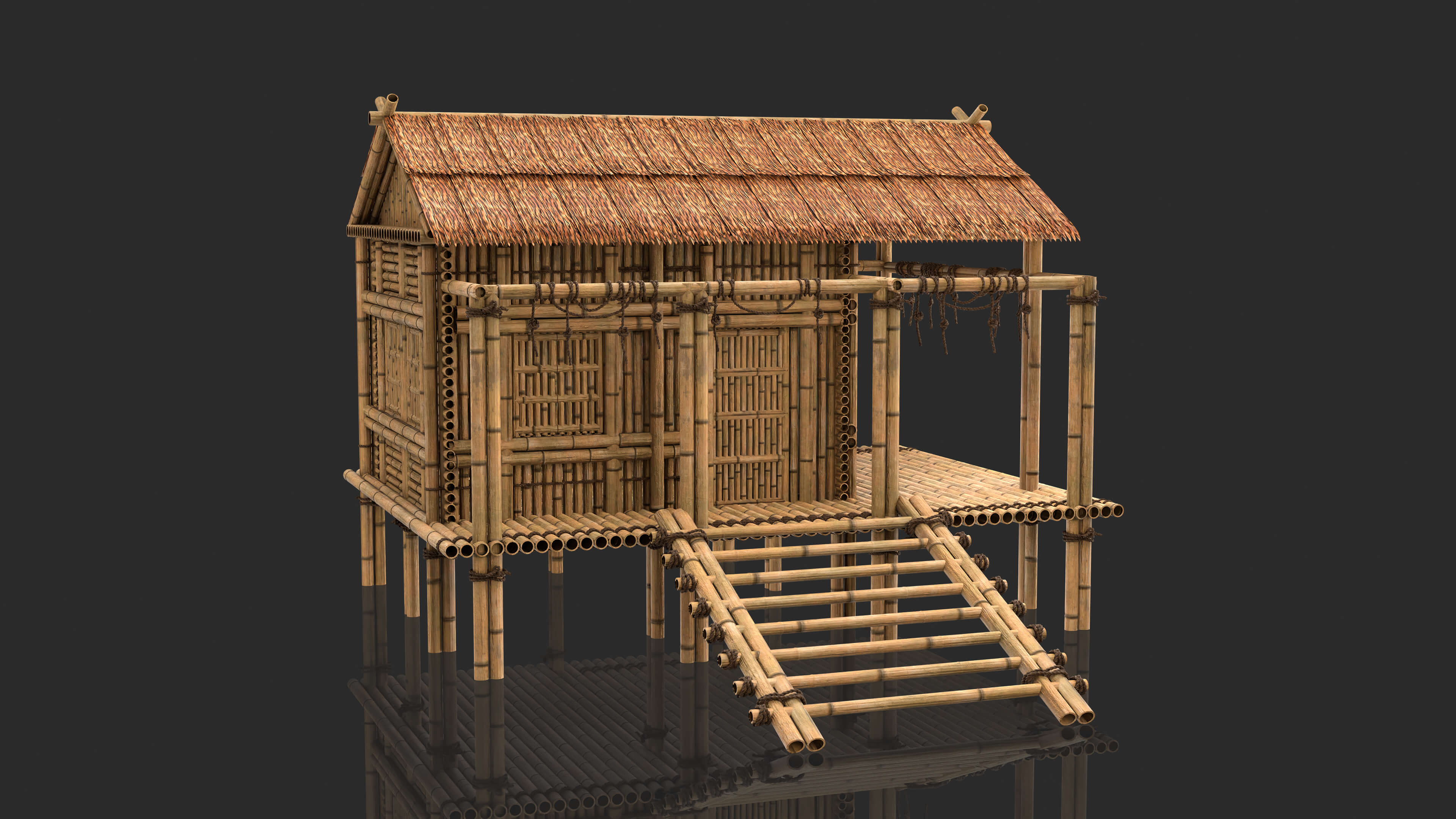 Bamboo House 3 - Jungle Hut 3D Model by HT3dStudio