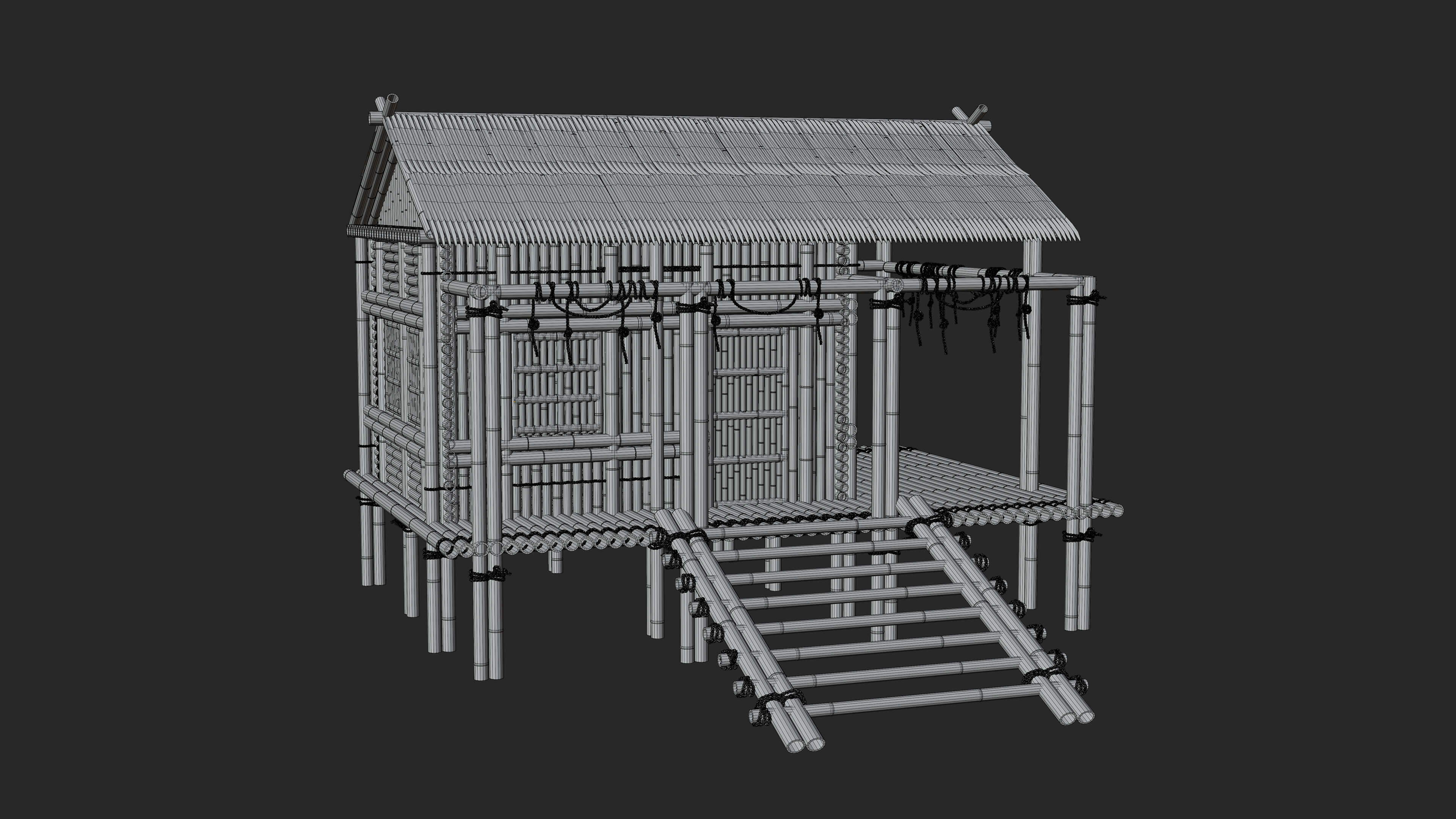 Bamboo House 3 - Jungle Hut 3D Model by HT3dStudio