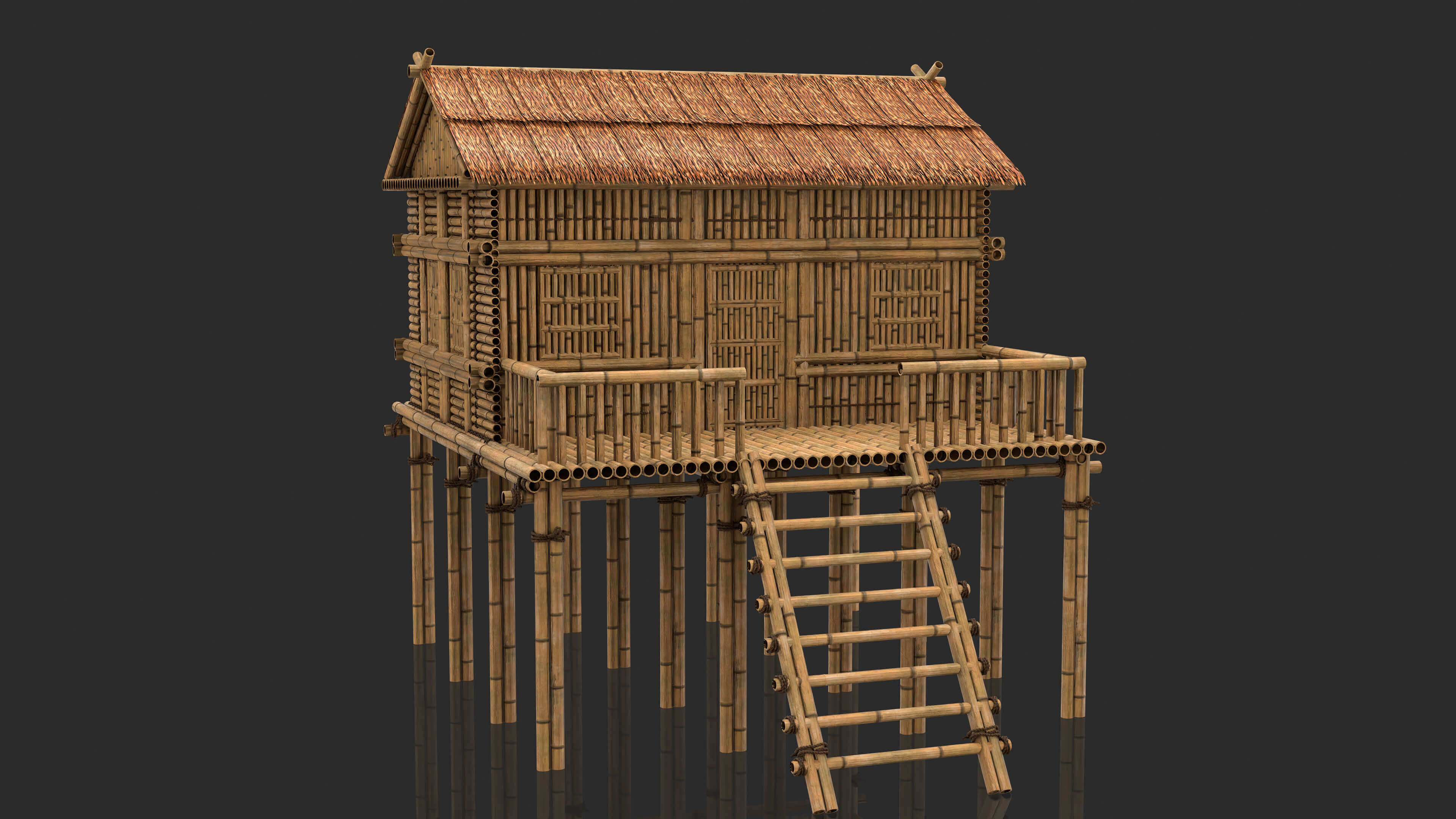 Bamboo Houses Collection - Jungle Hut 6 Model by HT3dStudio