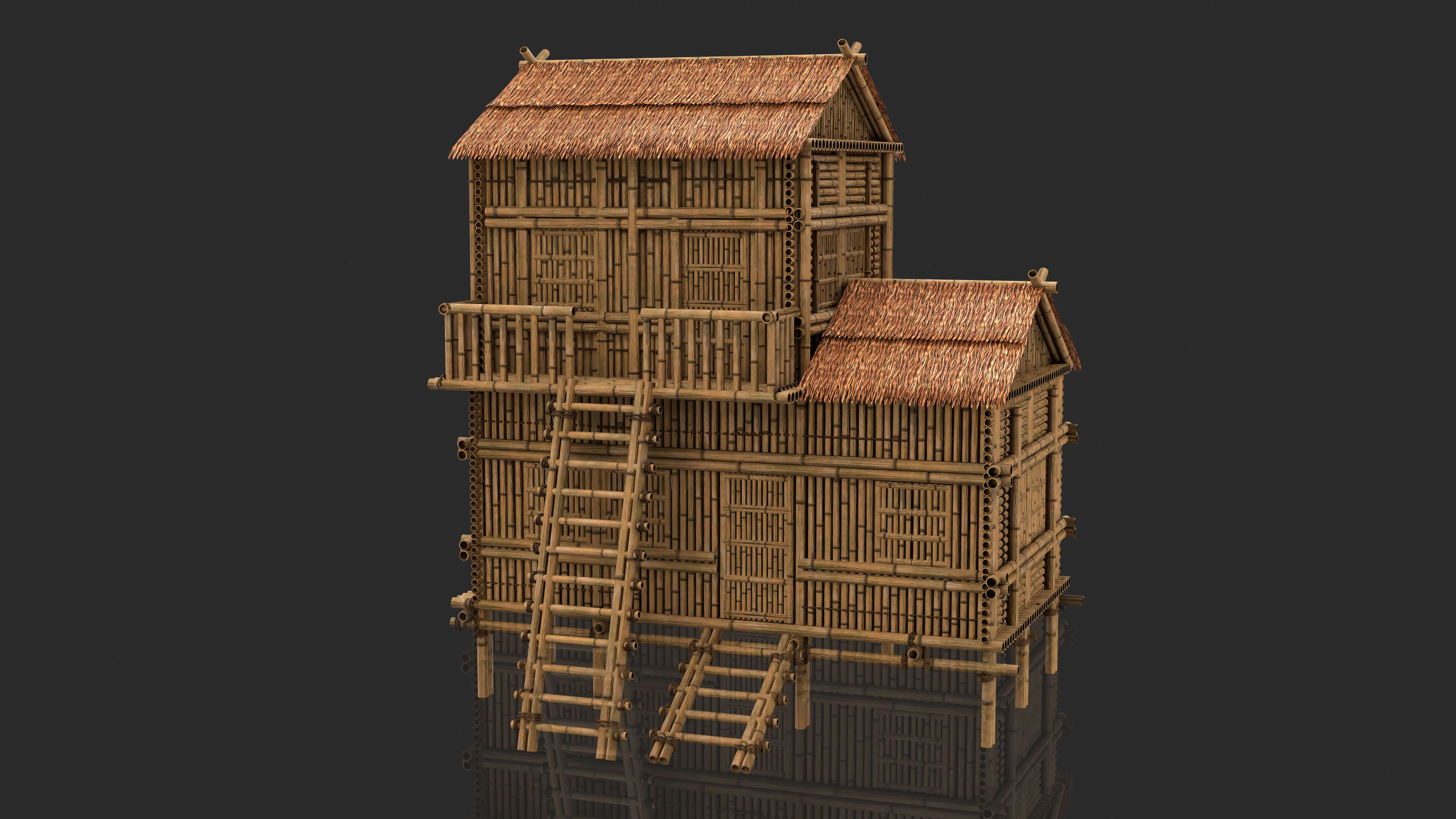 Bamboo House 5 - Jungle Hut 3D Model by HT3dStudio