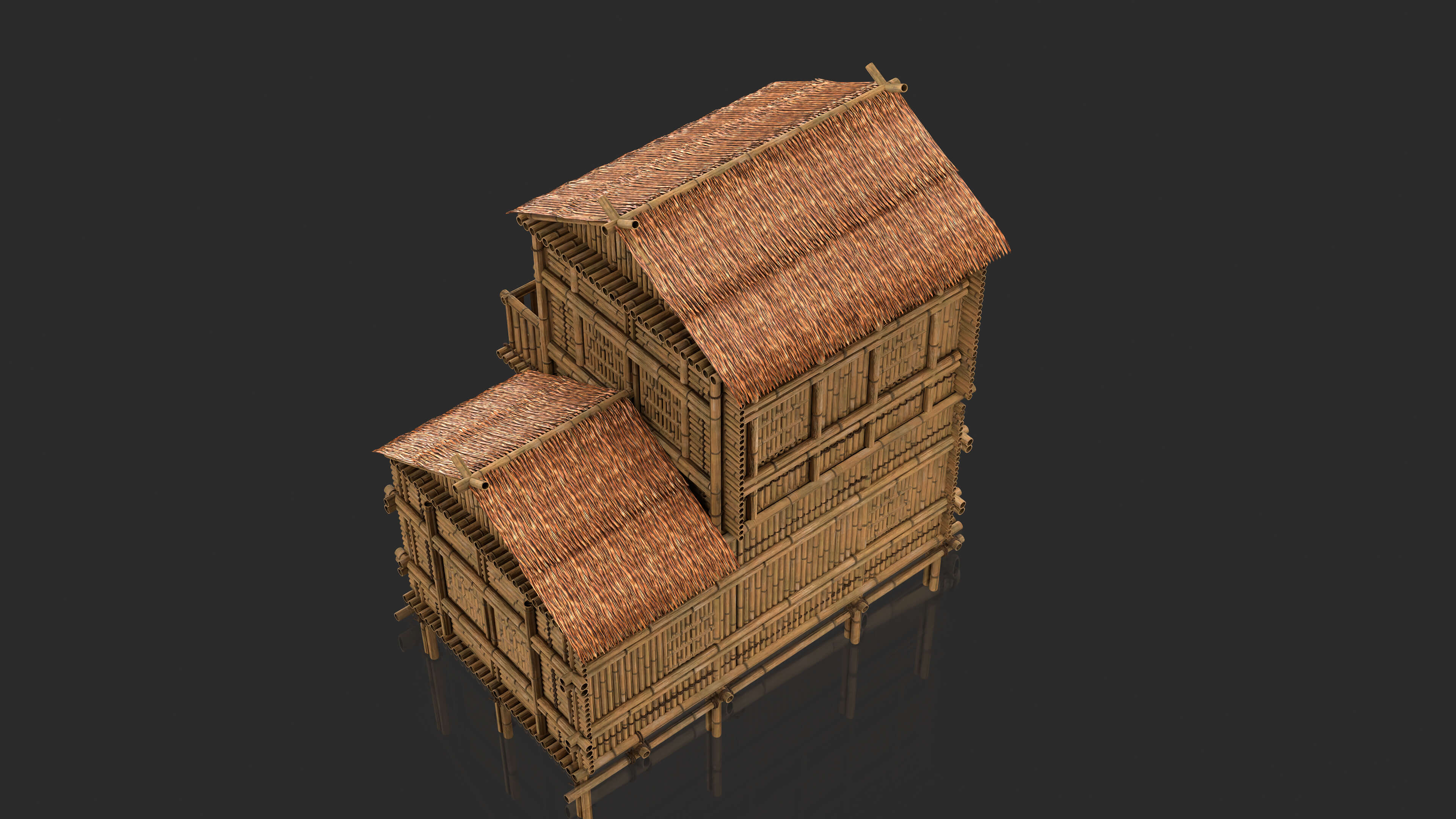 Bamboo House 5 - Jungle Hut 3D Model by HT3dStudio