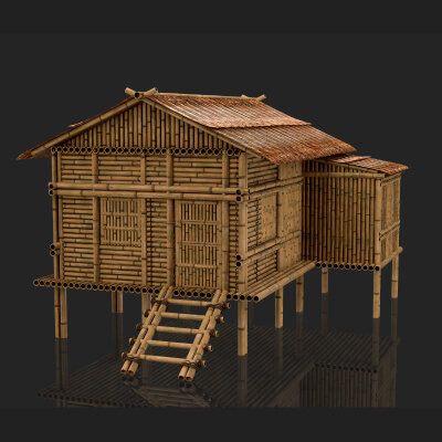Bamboo House 6 - Jungle Hut 3D Model by HT3dStudio