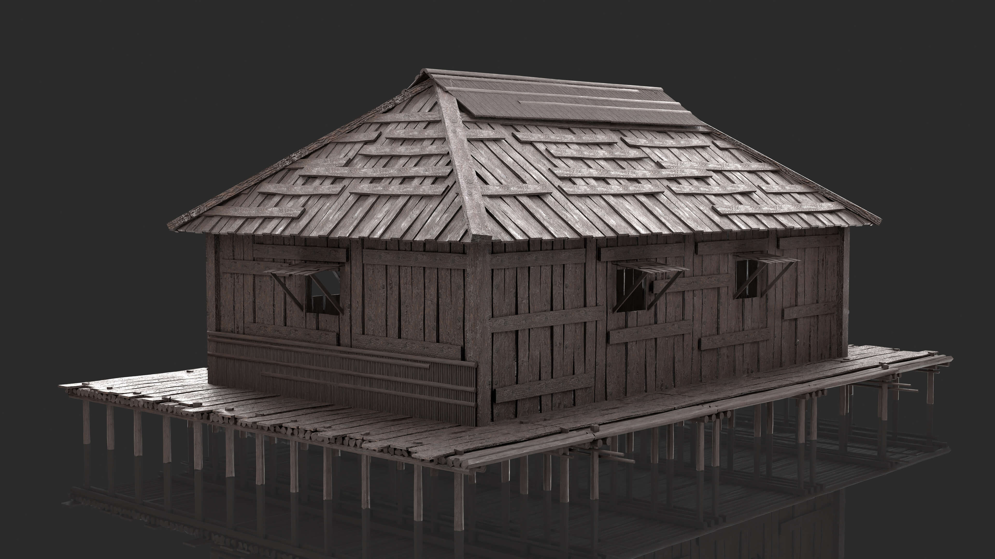 Fantasy Wooden House - Jungle Hut 2 3D Model by HT3dStudio