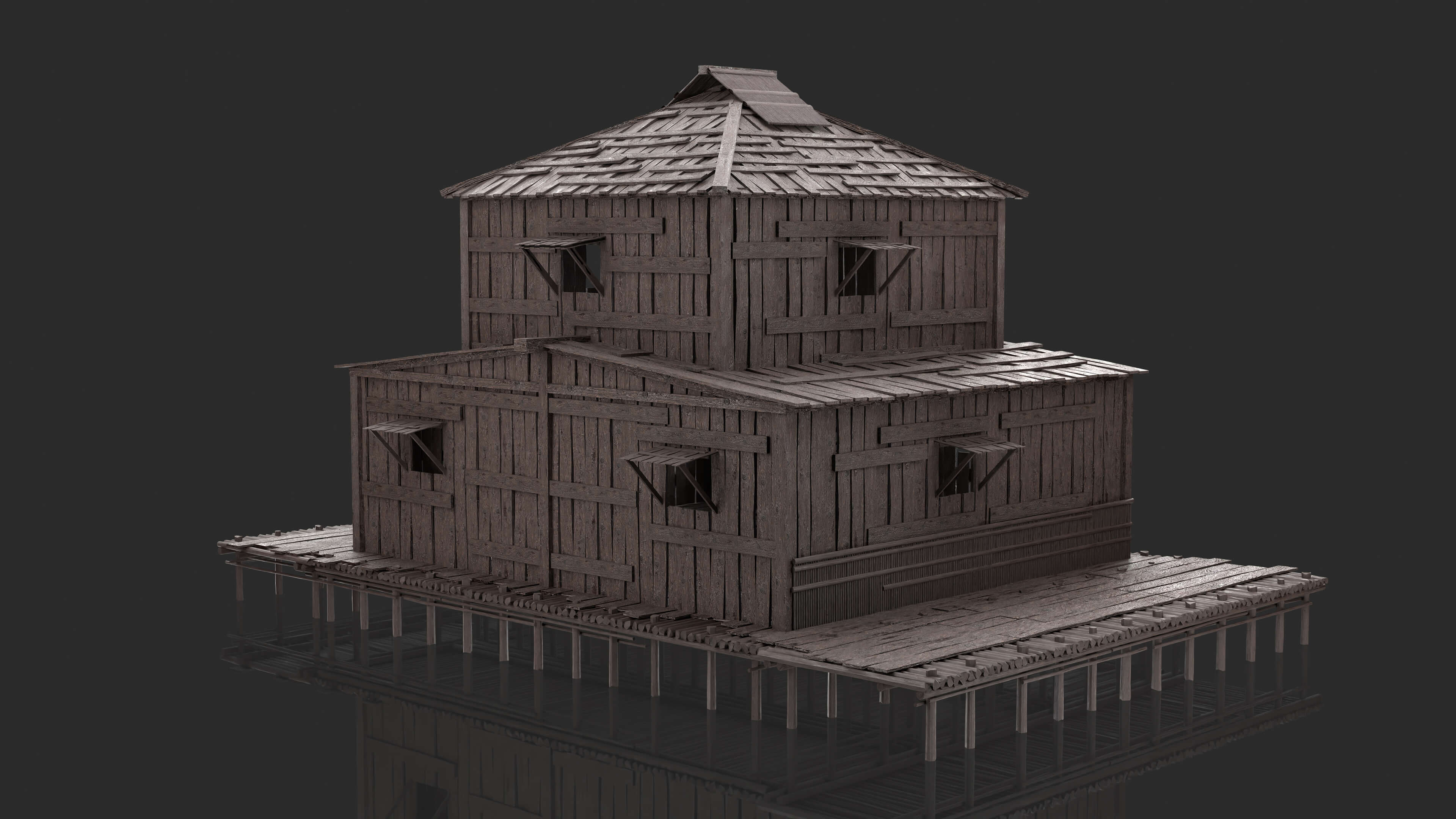 Fantasy Wooden House - Jungle Hut 6 3D Model by HT3dStudio