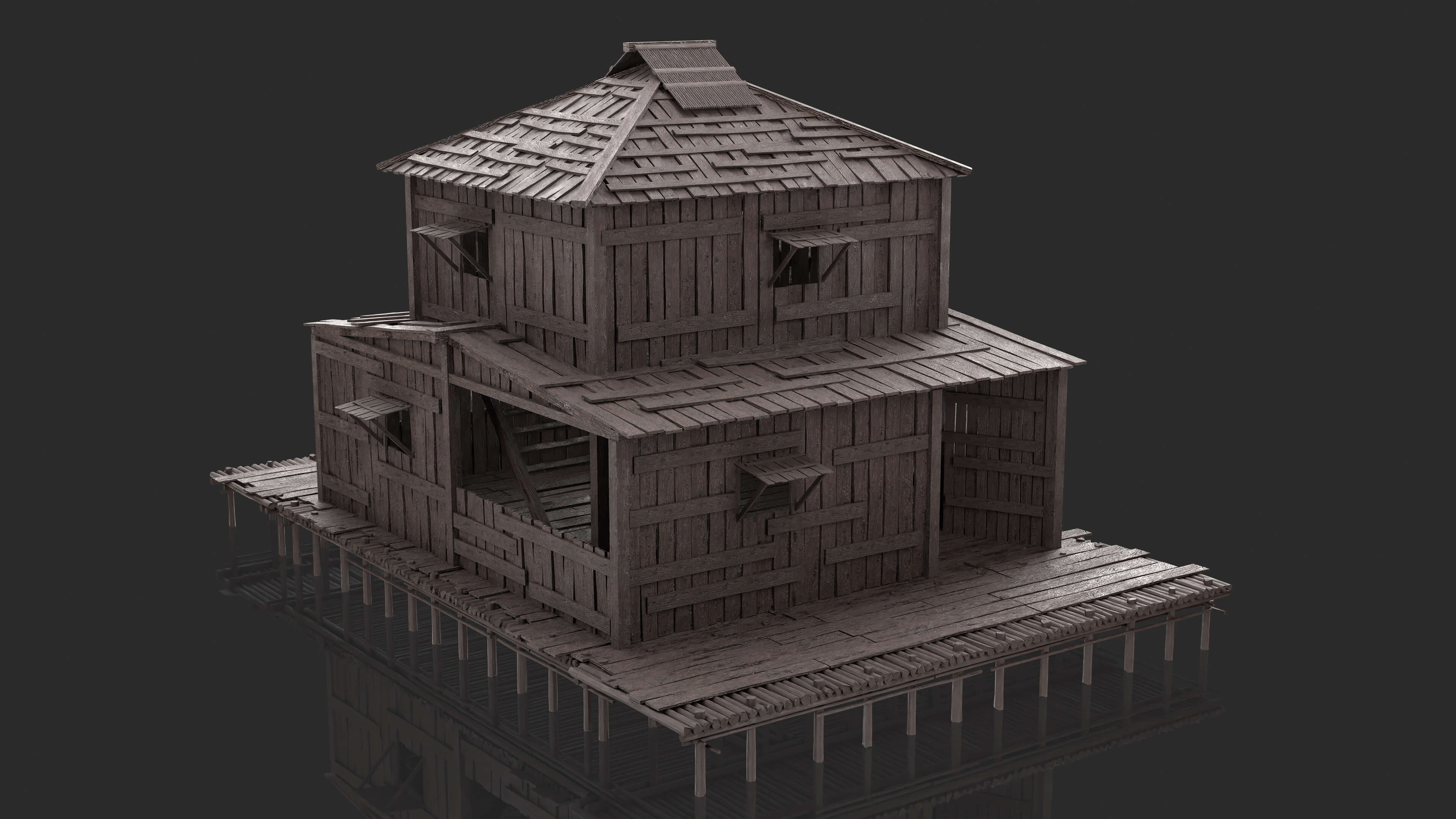Fantasy Wooden House - Jungle Hut 6 3D Model by HT3dStudio