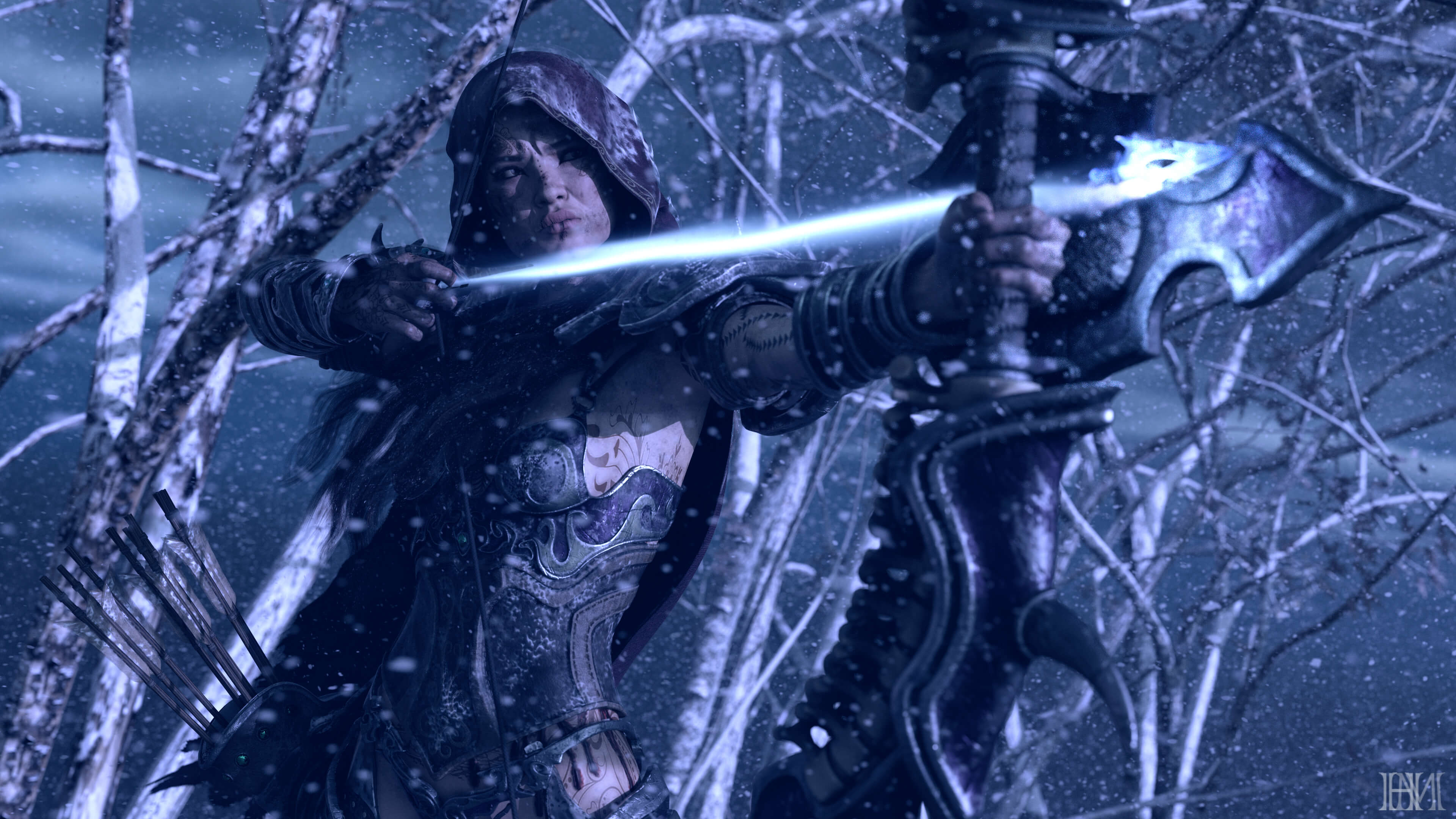 Winter Archer 3D Render, Digital Art by hugomorate