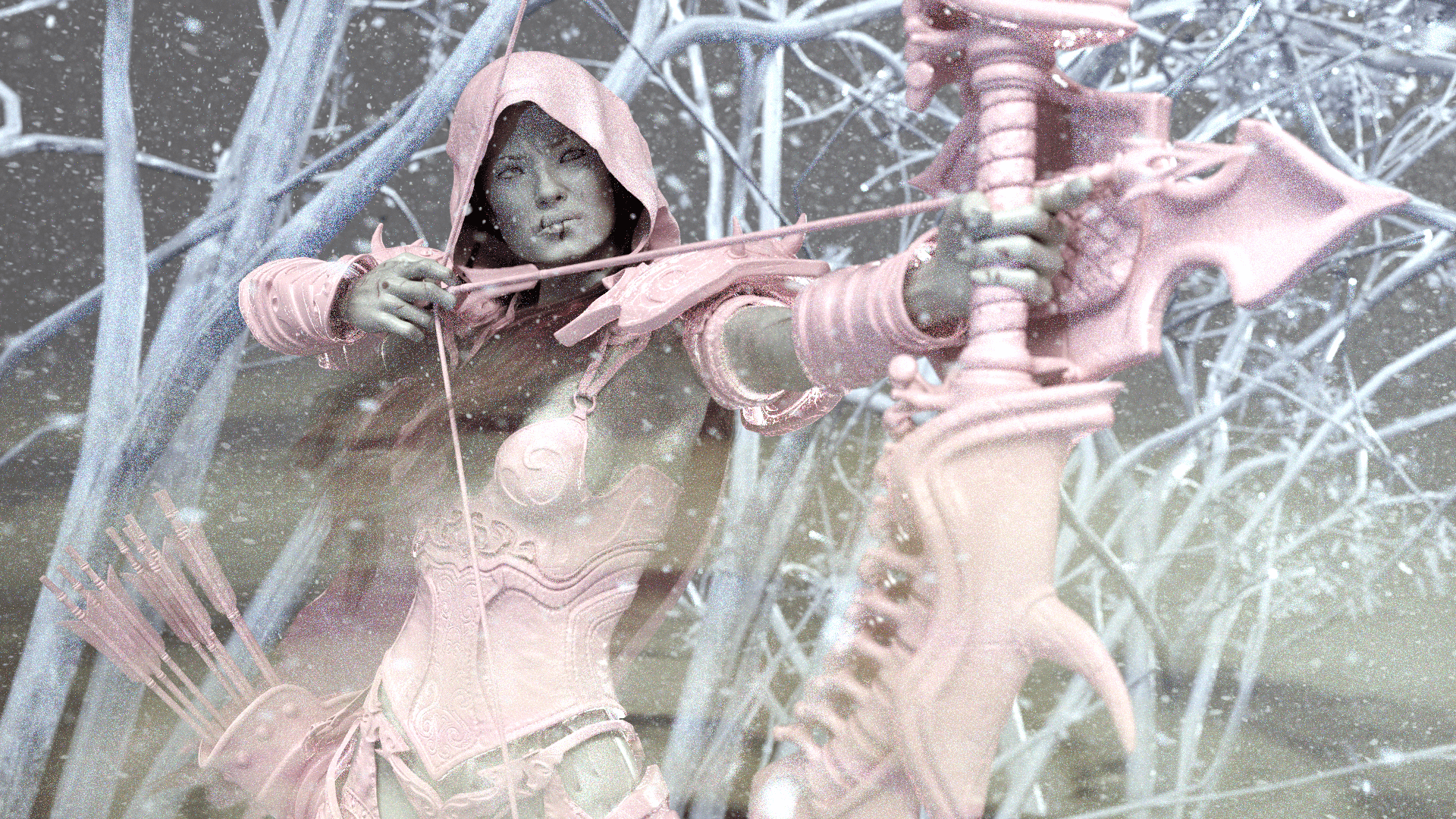 Winter Archer 3D Render, Digital Art by hugomorate