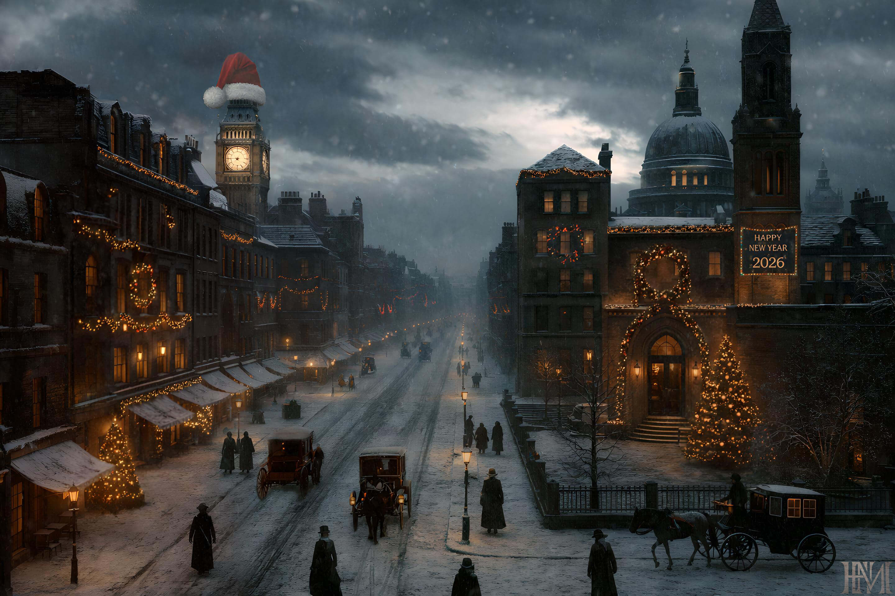 Xmas Victorian London 3D Render, Digital Art by hugomorate