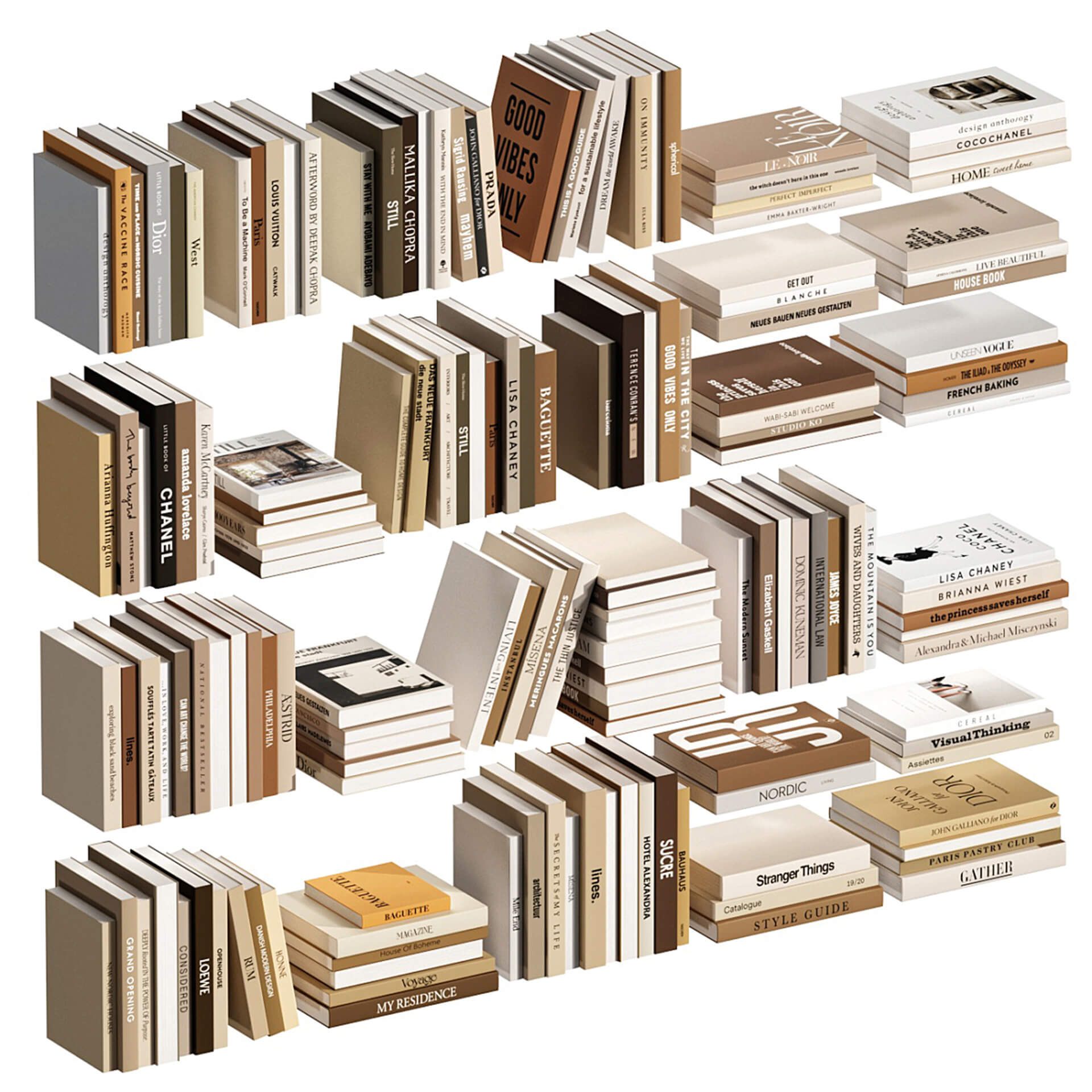 A Set of Books in Beige Color - 3D Model by hulk mario